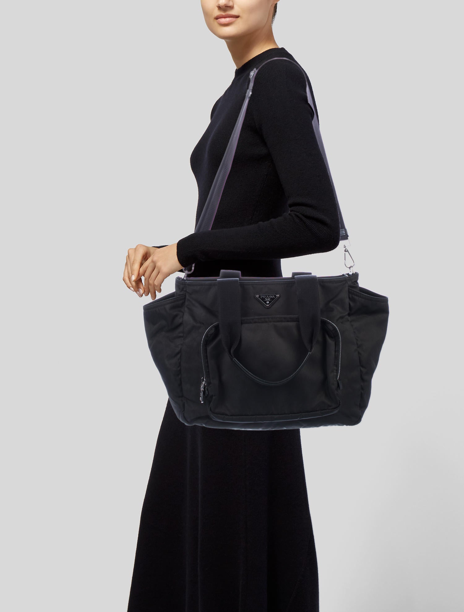 Prada Tessuto Diaper Bag - Black - PRA226718 | The RealReal
