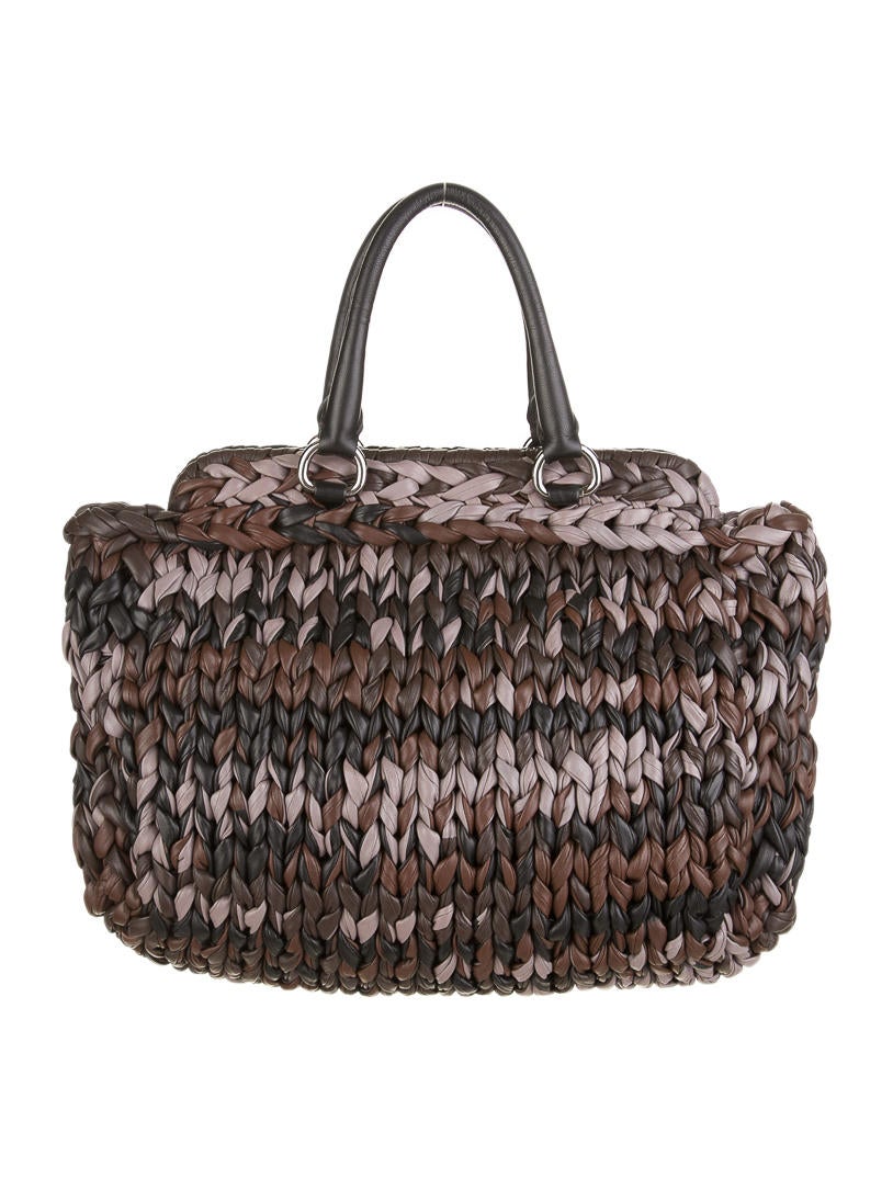 Prada Braided Leather Handle Bag - Black Handle Bags, Handbags ...