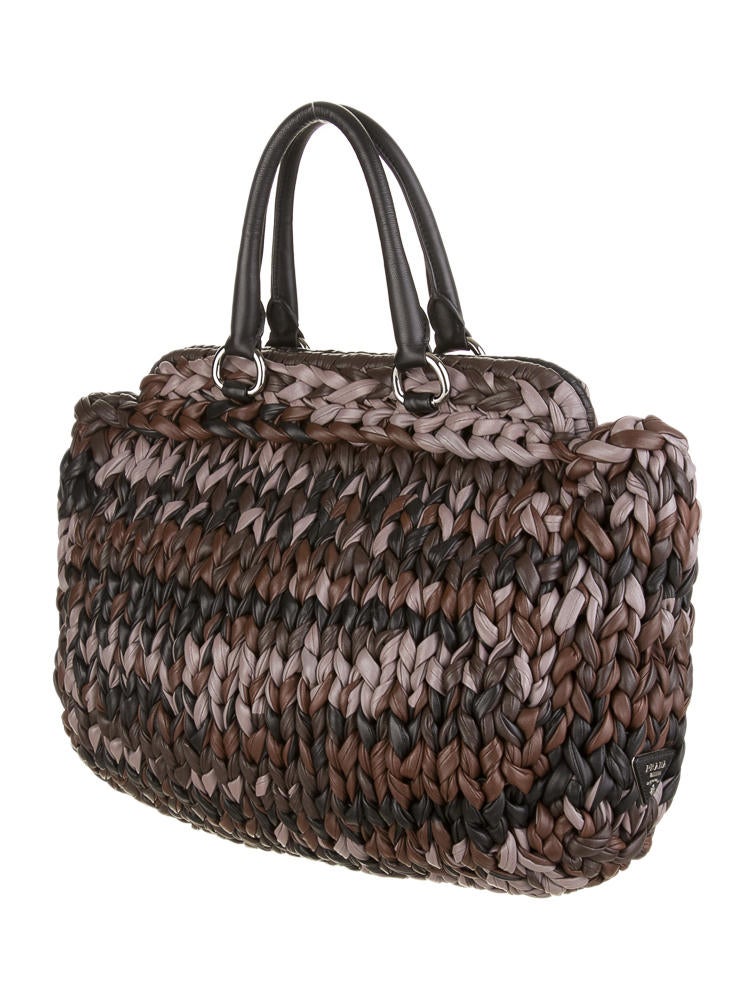 Prada Braided Leather Handle Bag - Black Handle Bags, Handbags ...