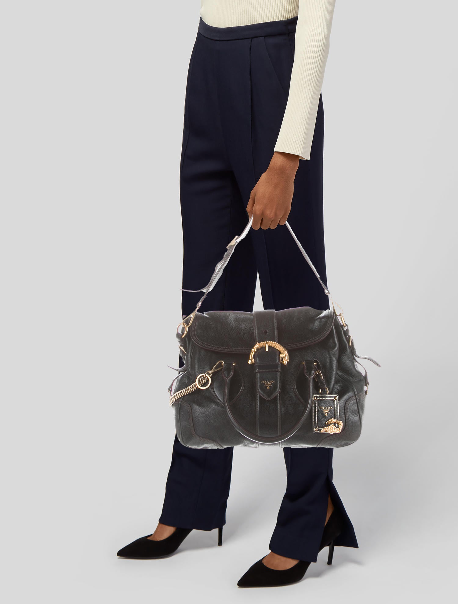 Prada Cervo Animalier Bag - Black Satchels, Handbags - PRA330182 | The ...