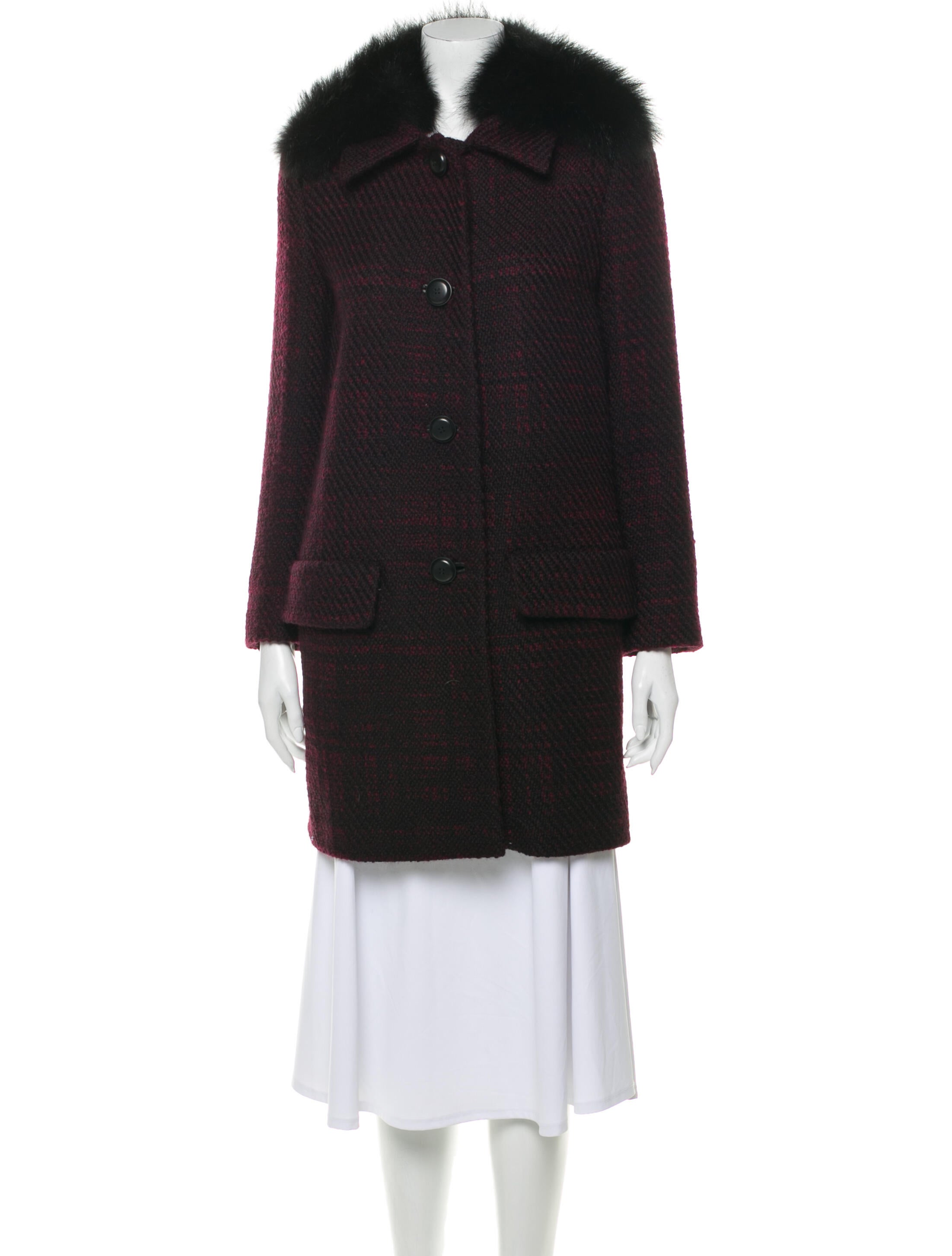 Prada Wool Printed Coat Clothing Pra387929 The Realreal