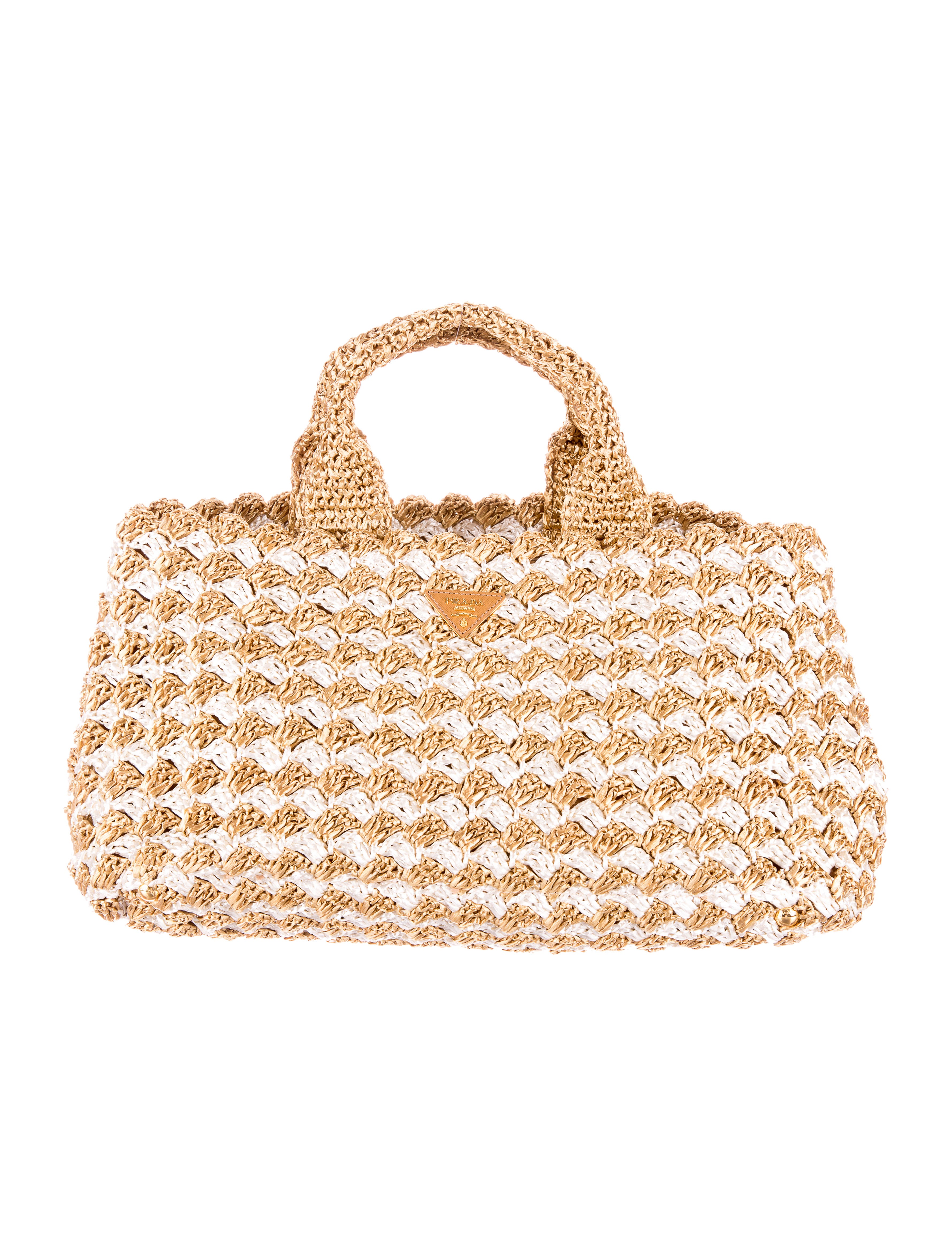 Prada Raffia Crochet Tote - Handbags - PRA53943 | The RealReal