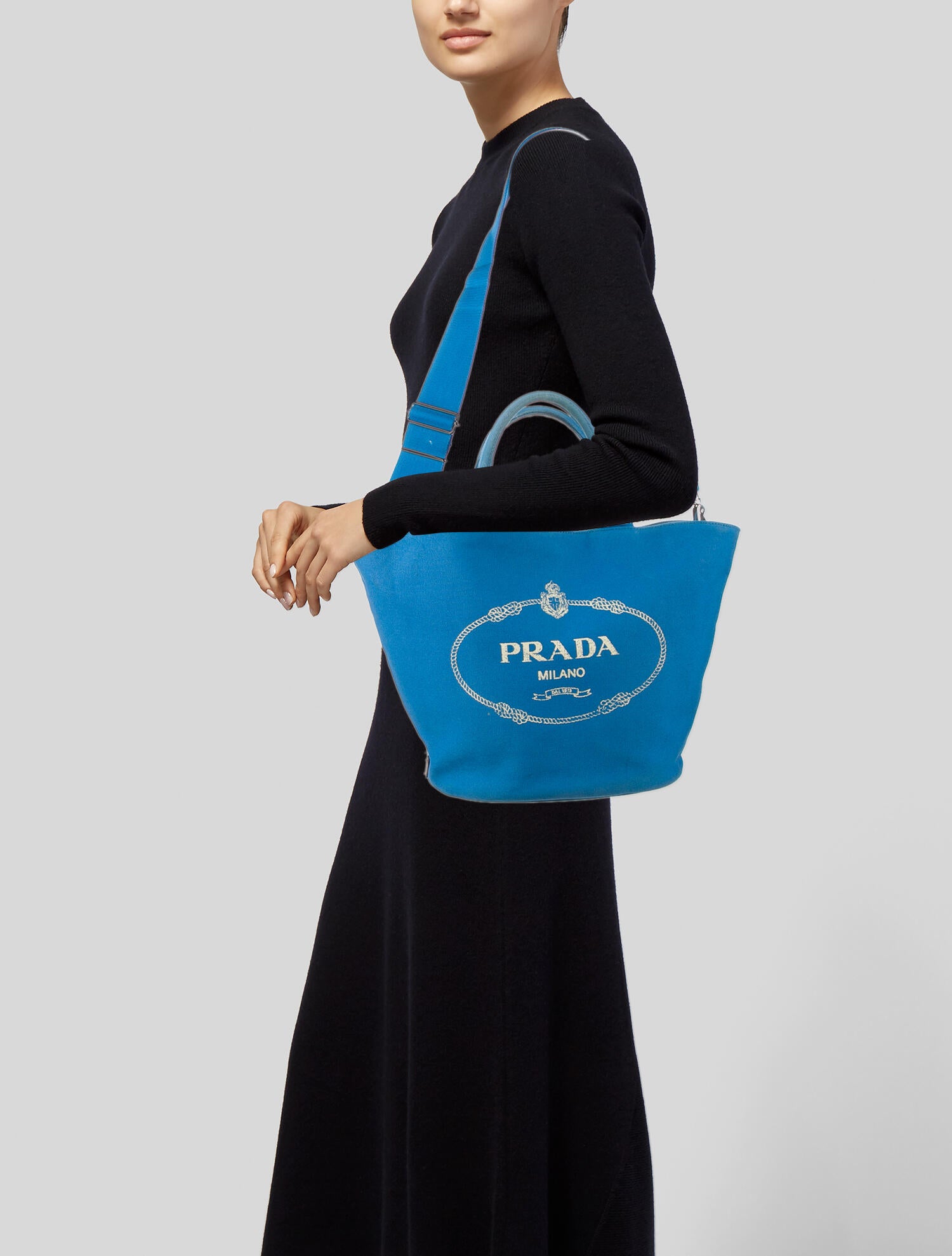 Prada Canapa Signature Logo Shopping Tote - Yellow Totes, Handbags ...