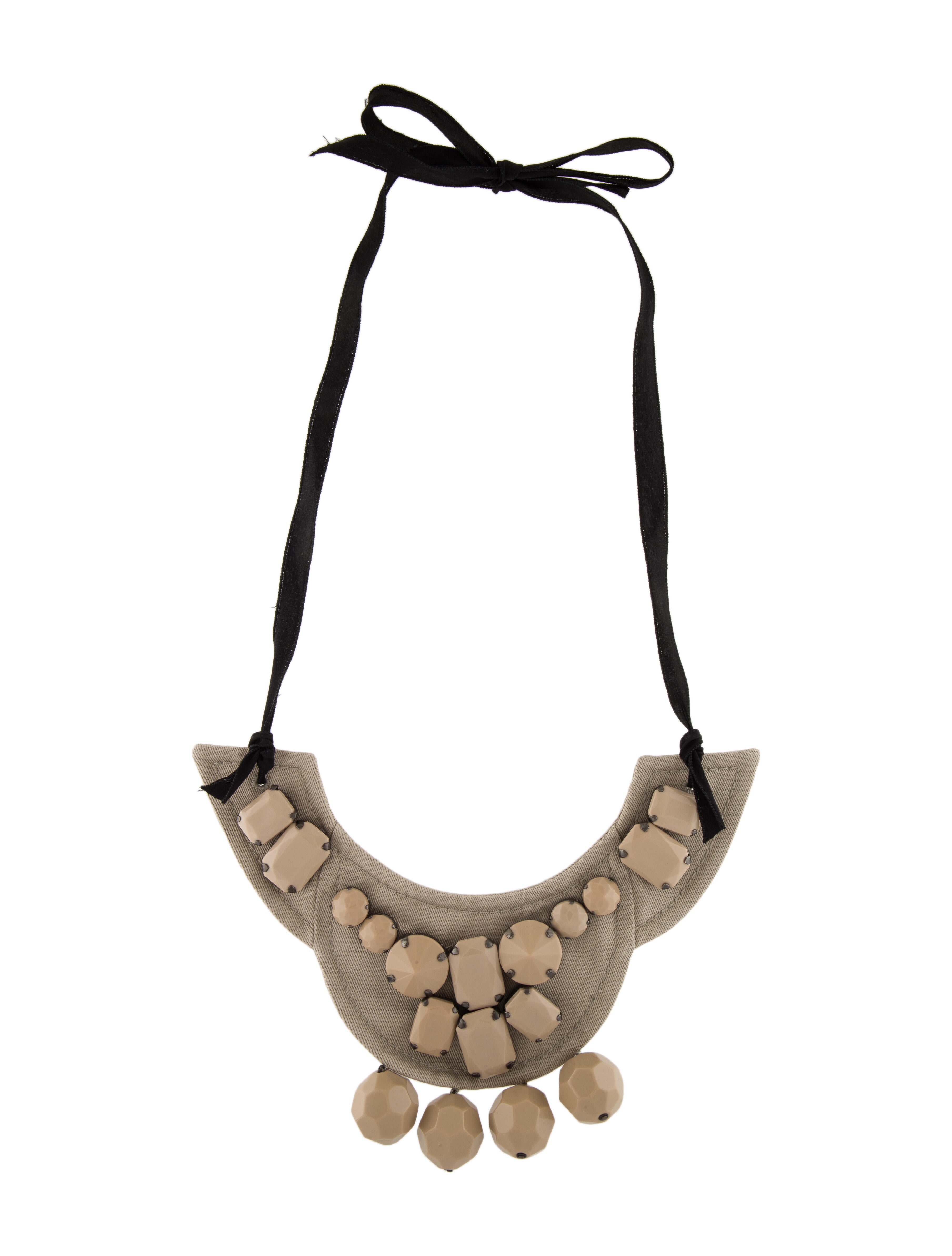 Prada Resin & Fabric Collar Necklace - Black, Gunmetal Collar ...