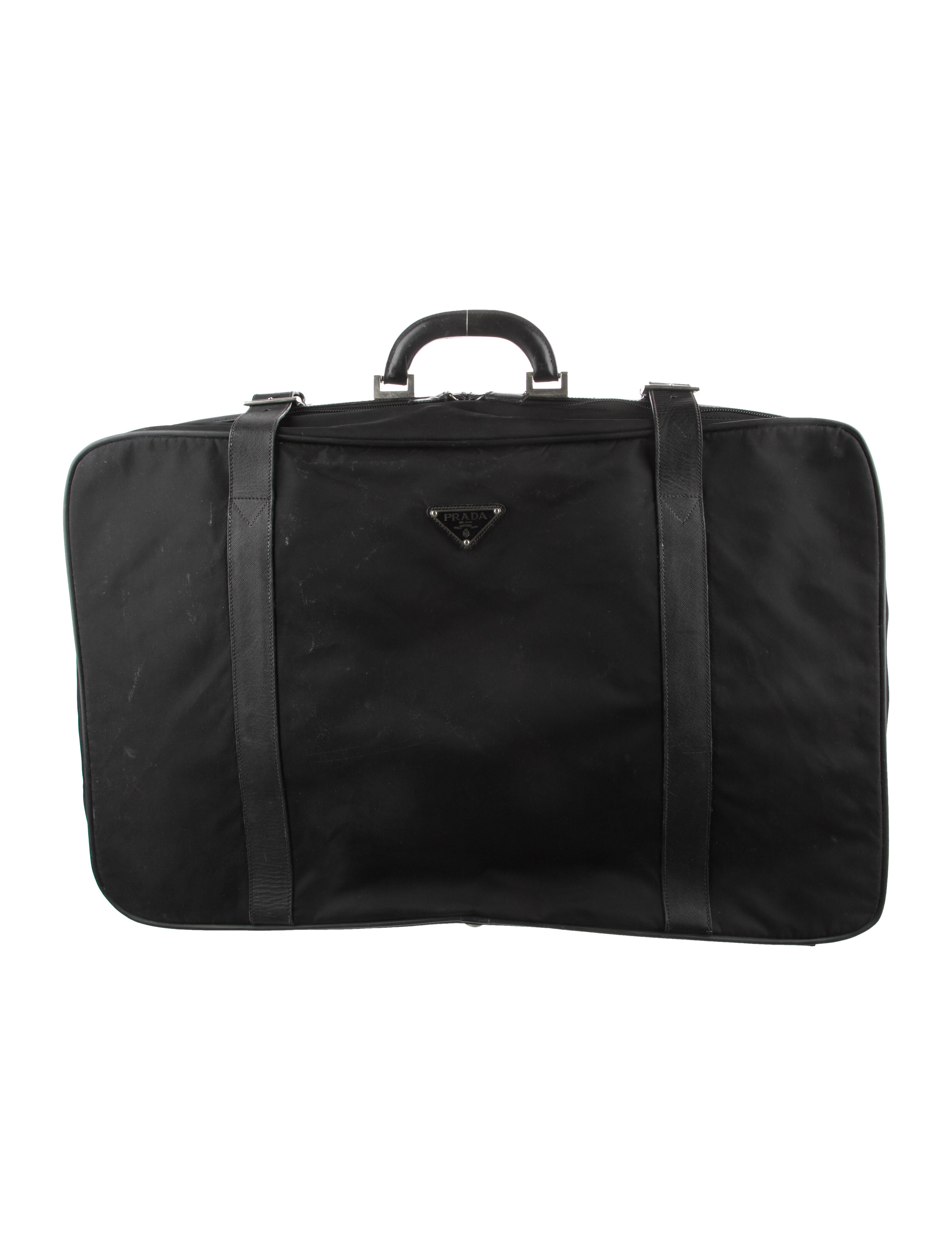 Prada Vintage Tessuto & Saffiano Soft Suitcase - Black Luggage and ...