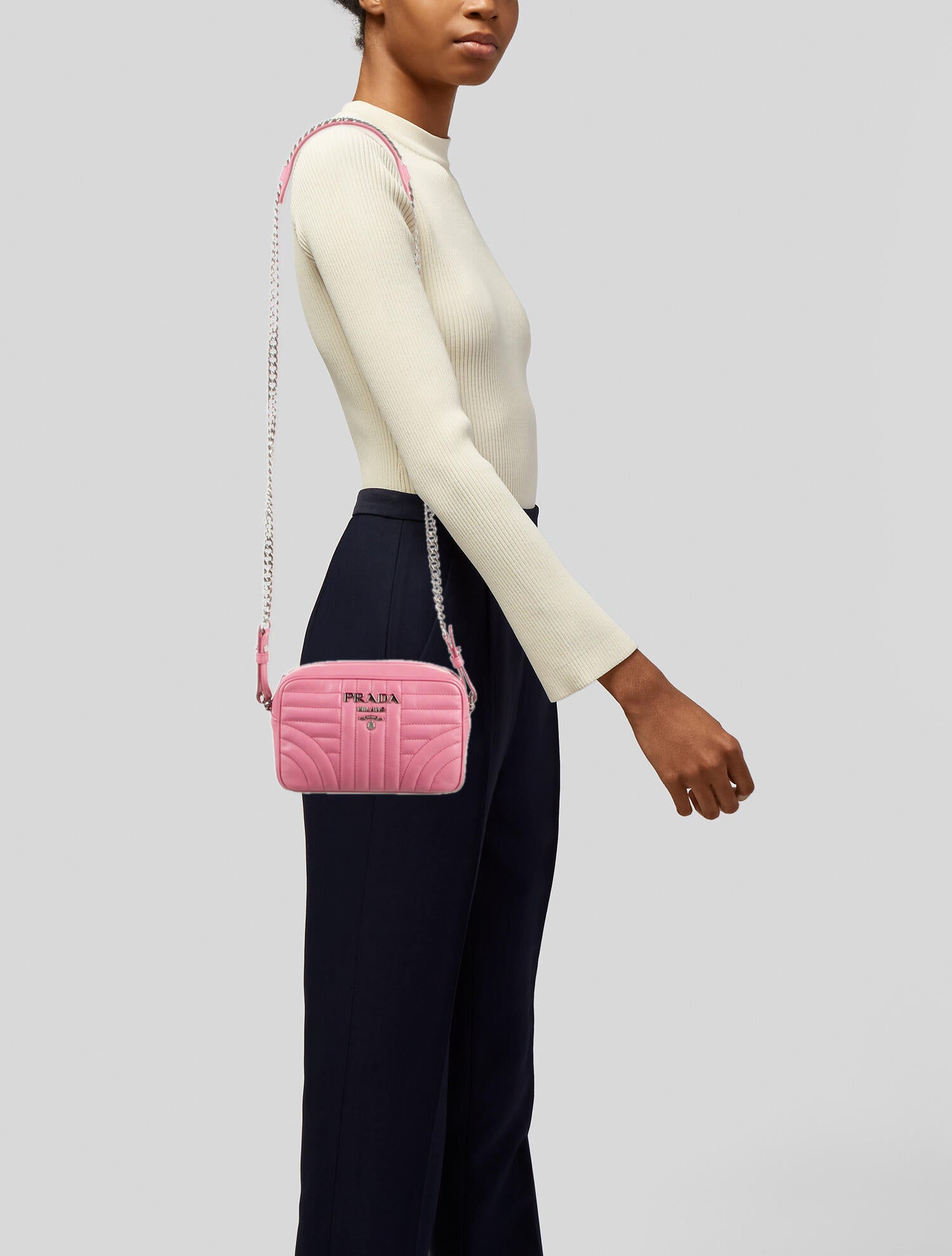 Prada Soft Calf Impunture Diagramme Camera Bag - Pink Crossbody Bags ...