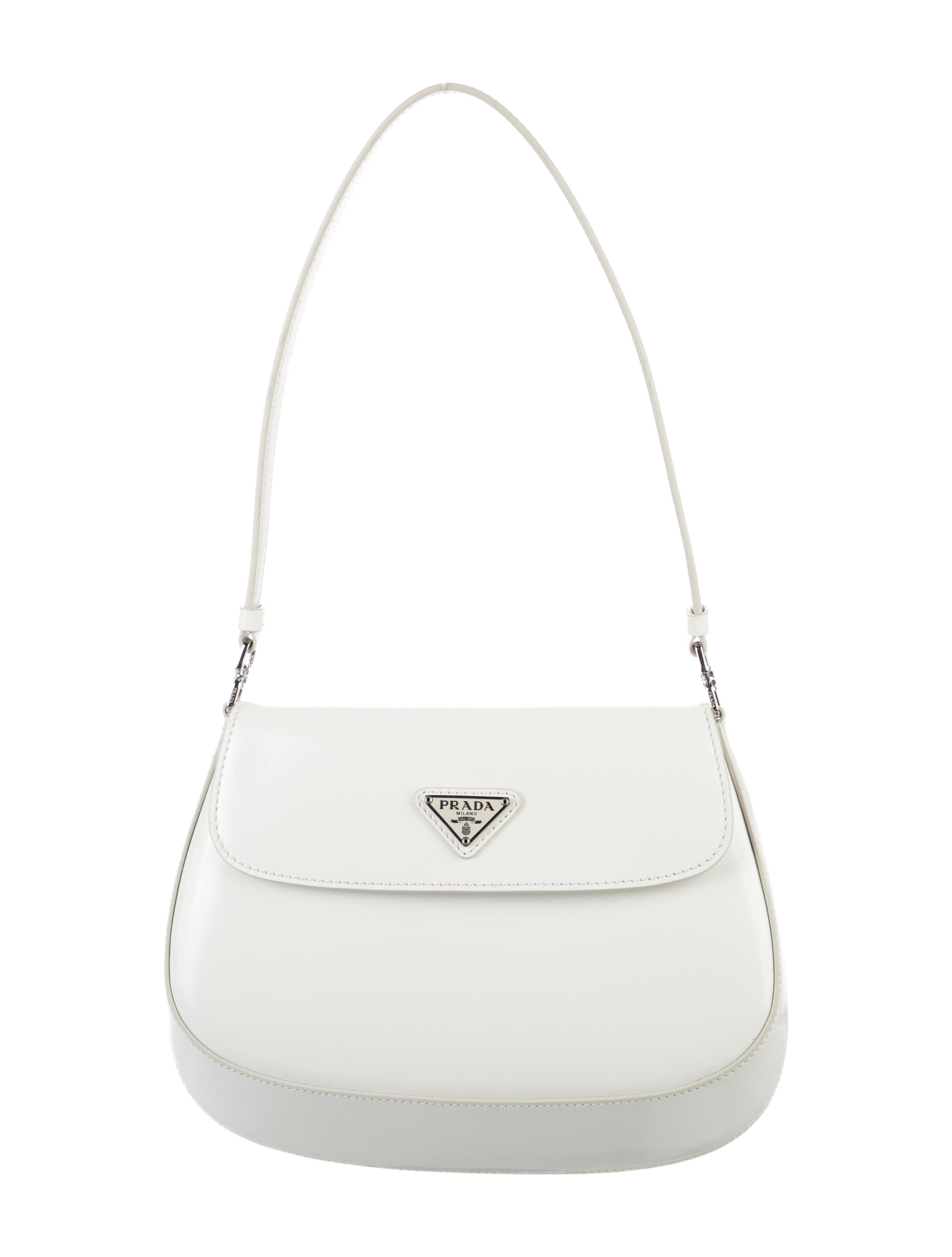 Prada Spazzolato Cleo Flap Bag - White Shoulder Bags, Handbags ...