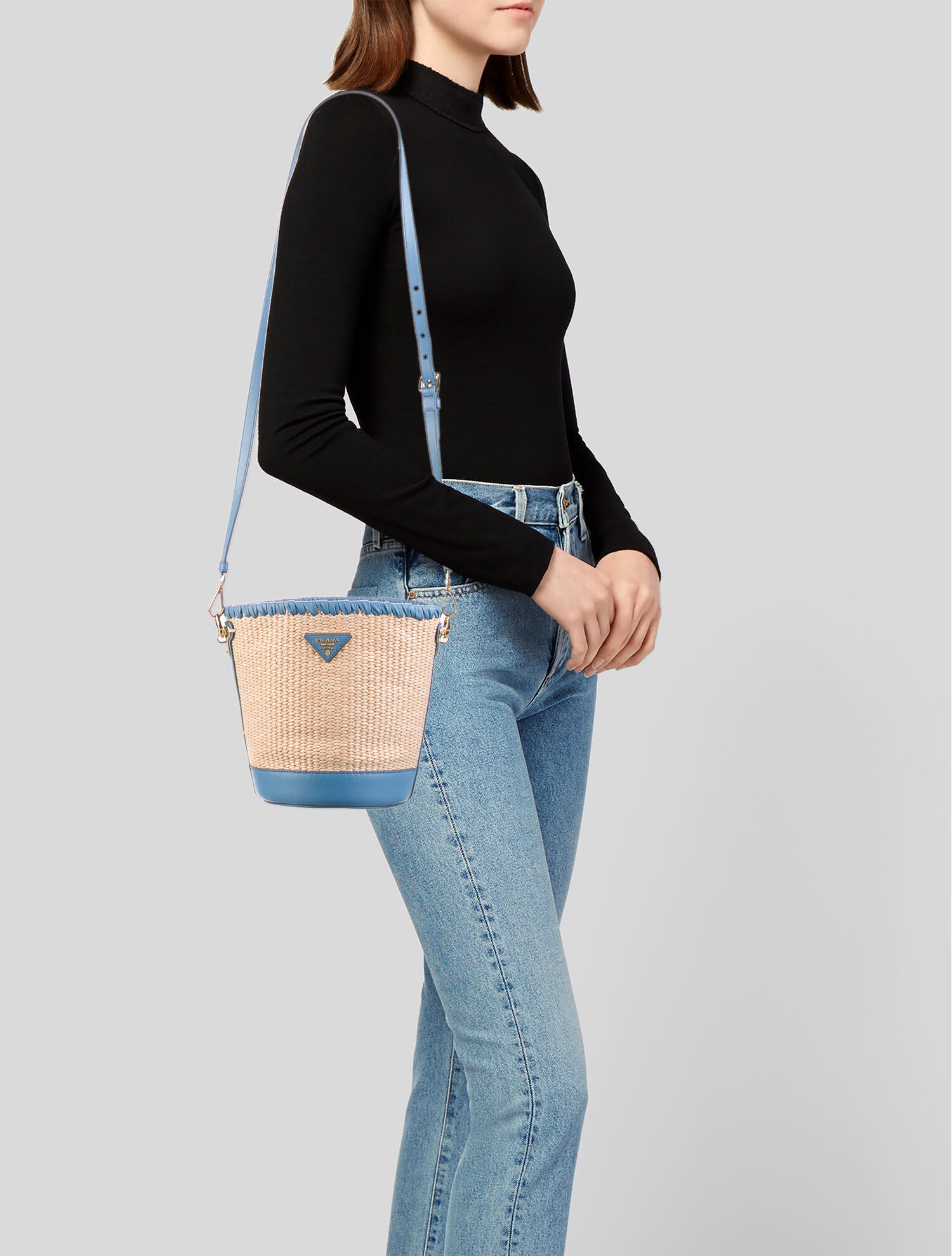 Prada Raffia Whipstitch Bucket Bag - Neutrals Bucket Bags, Handbags ...