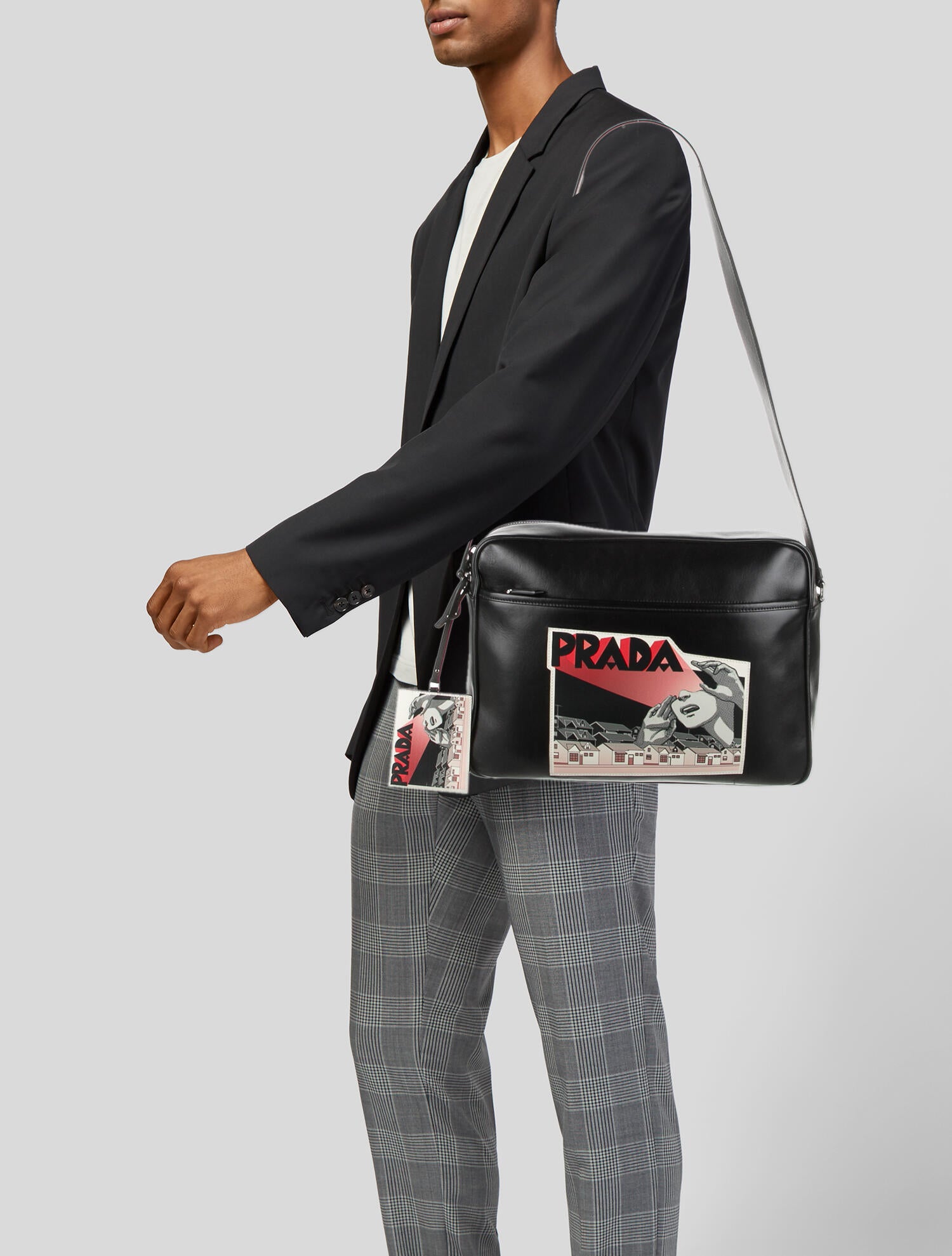 Prada Vitello Patch Comic Messenger Bag - Black Messenger Bags, Bags ...