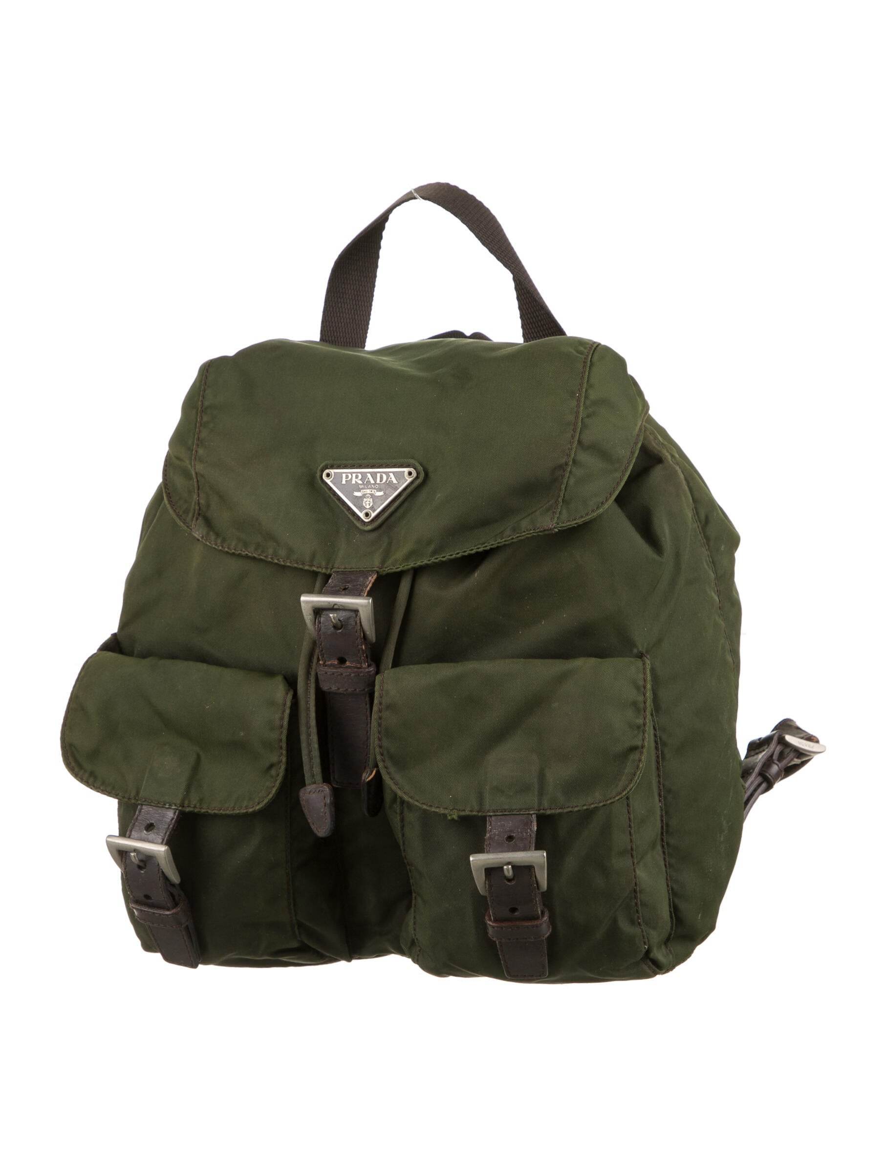 Prada Vintage Leather-Trimmed Tessuto Backpack - Green Backpacks ...