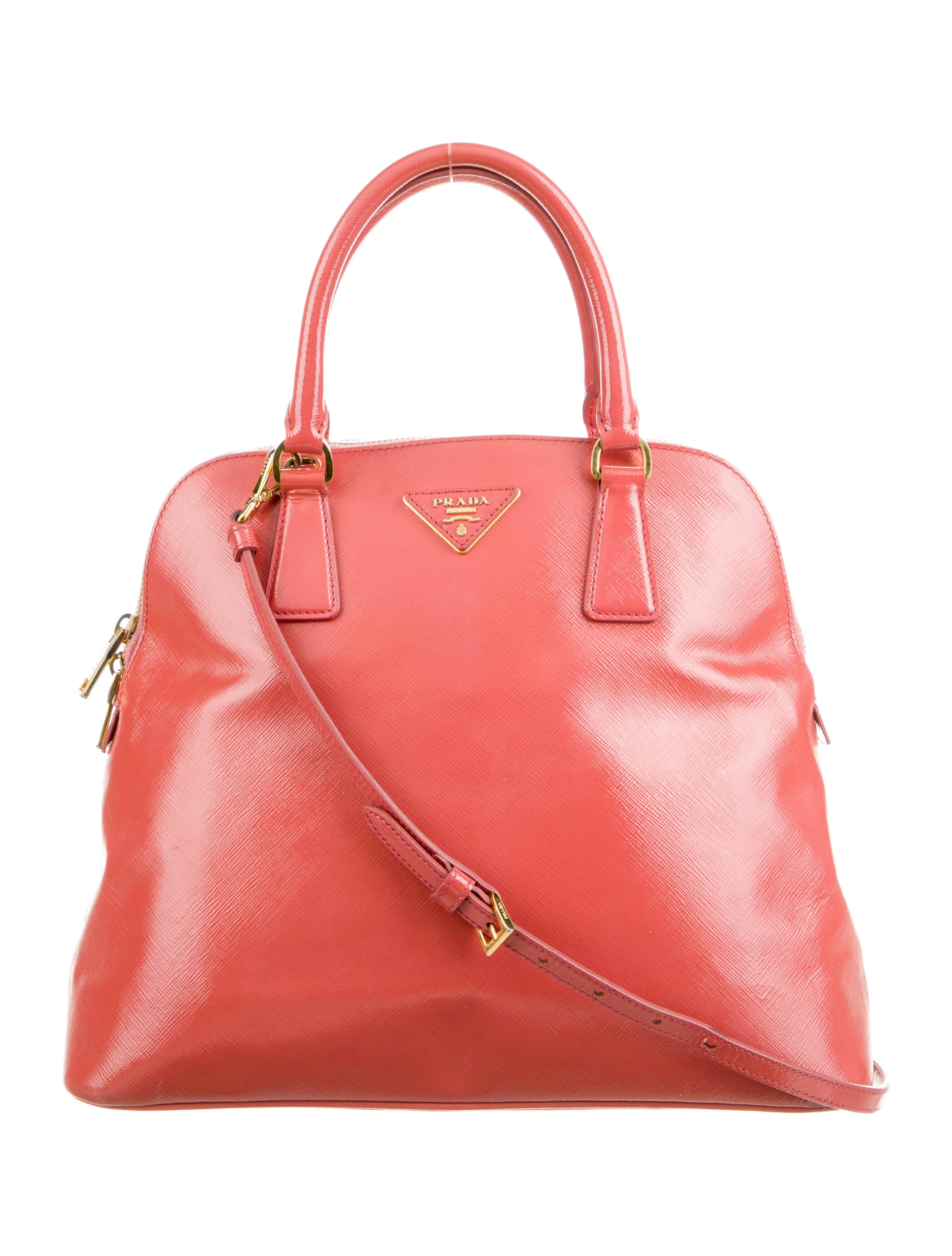 Prada Saffiano Vernice Dome Bag - Pink Handle Bags, Handbags ...