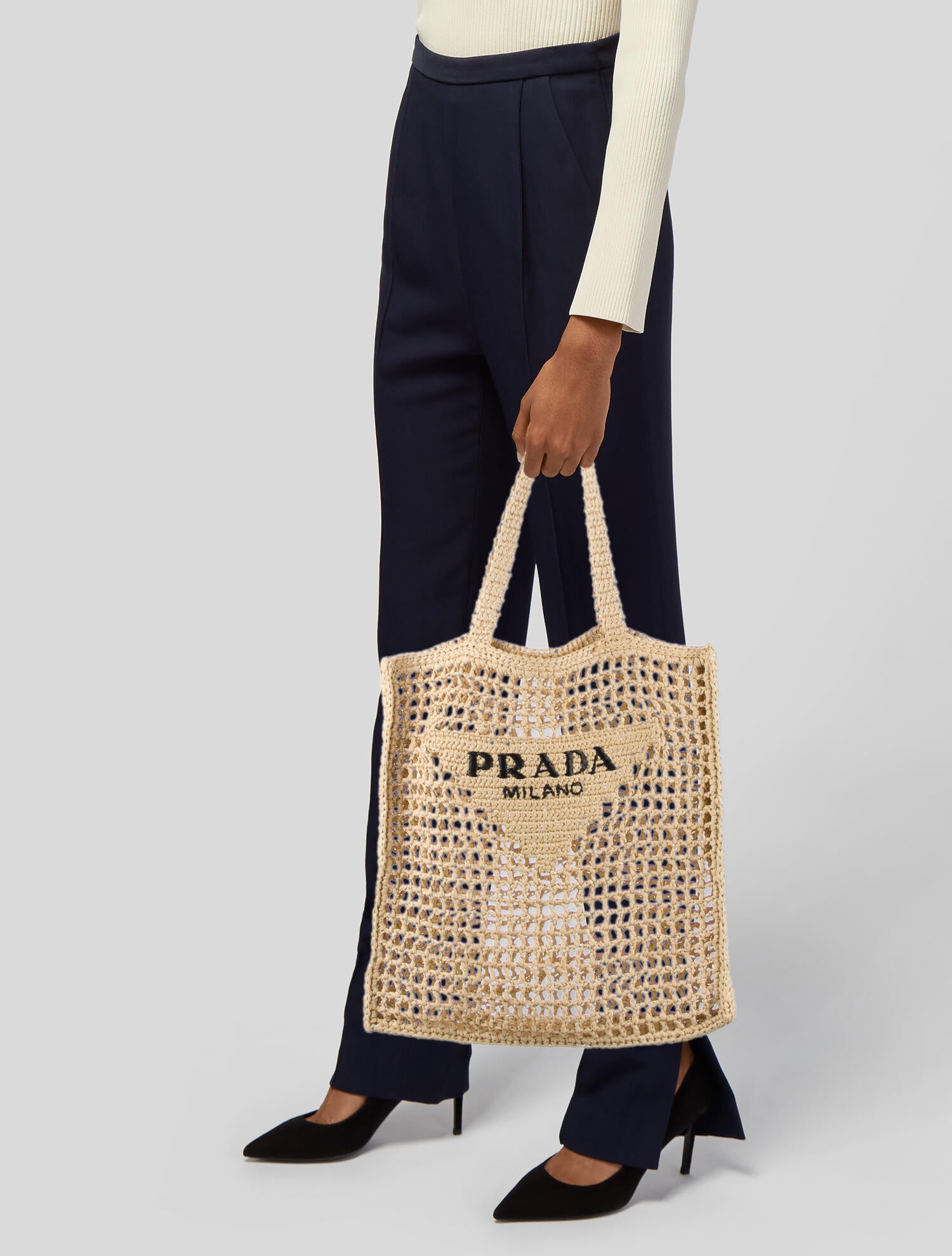 Prada 2022 Rafia Signature Logo Tote - Neutrals Totes, Handbags ...