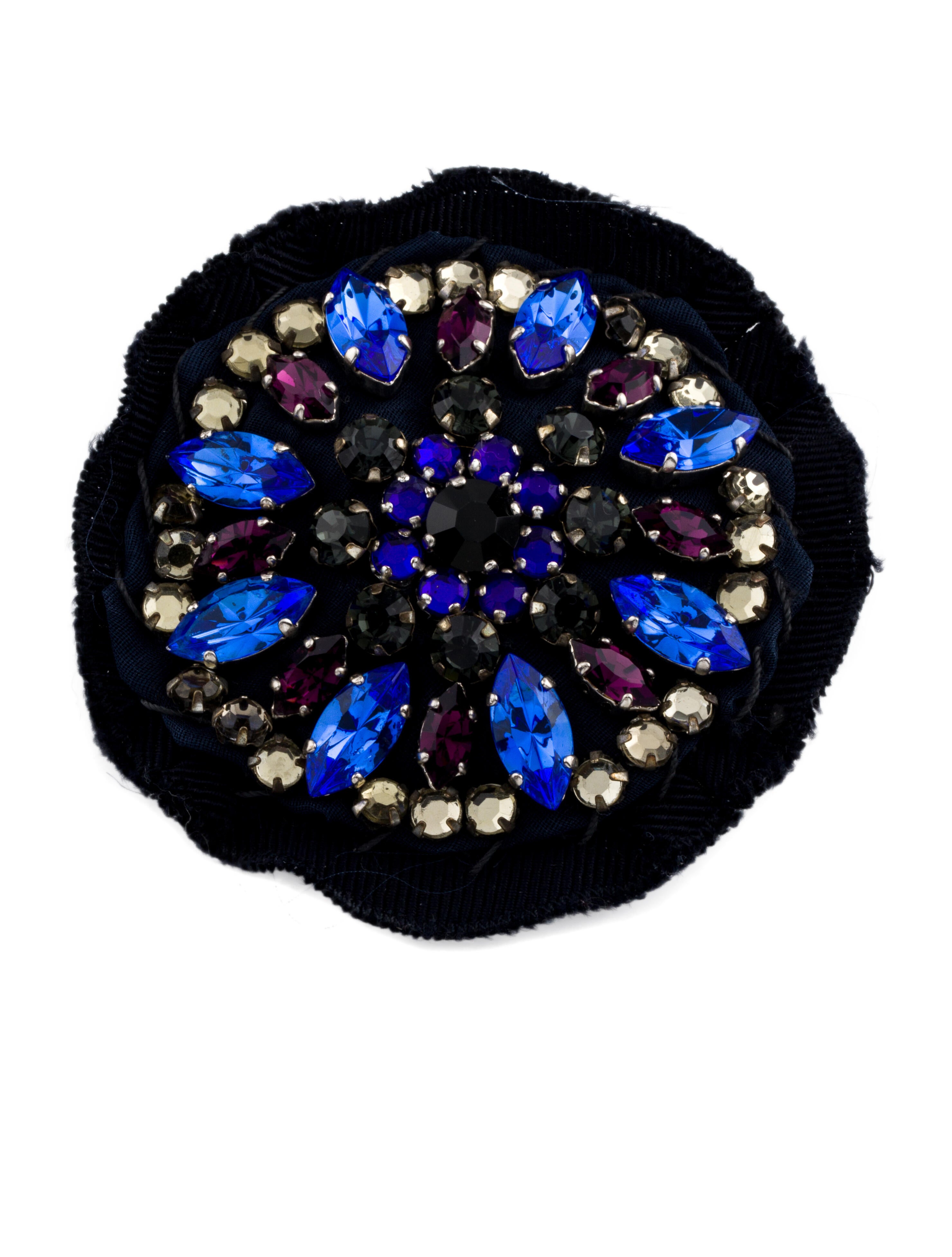 Prada Crystal & Velvet Brooch - Silver-Tone Metal Pin, Brooches ...