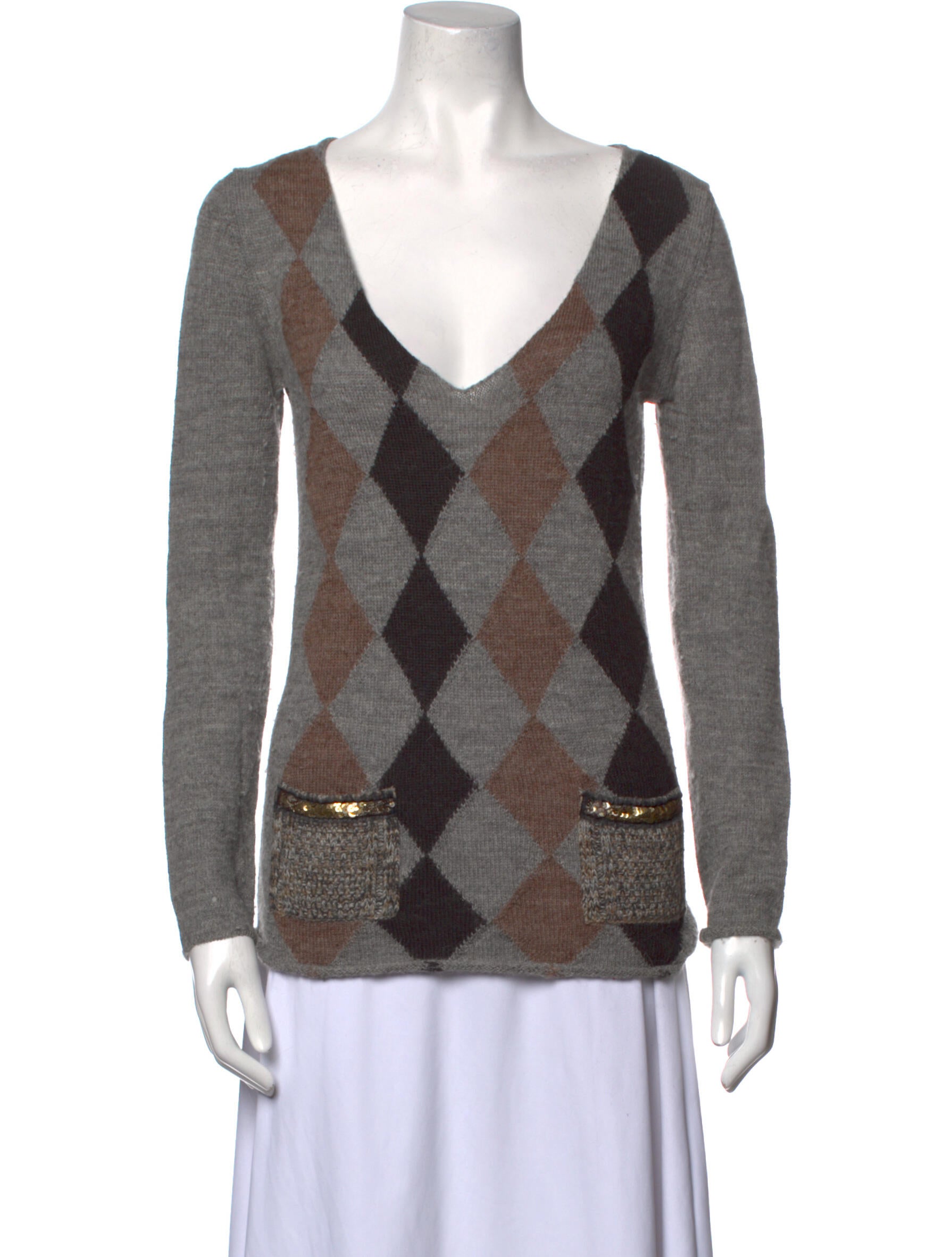 Prada Patterned Embellished Sweater - Orange Knitwear, Clothing ...