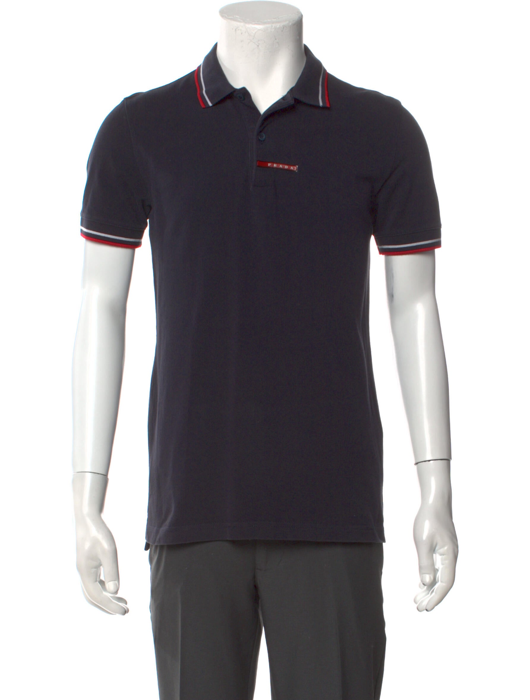 Prada Sport Half-Zip Polo Shirt - Blue Polos, Clothing - WPR39138 | The ...