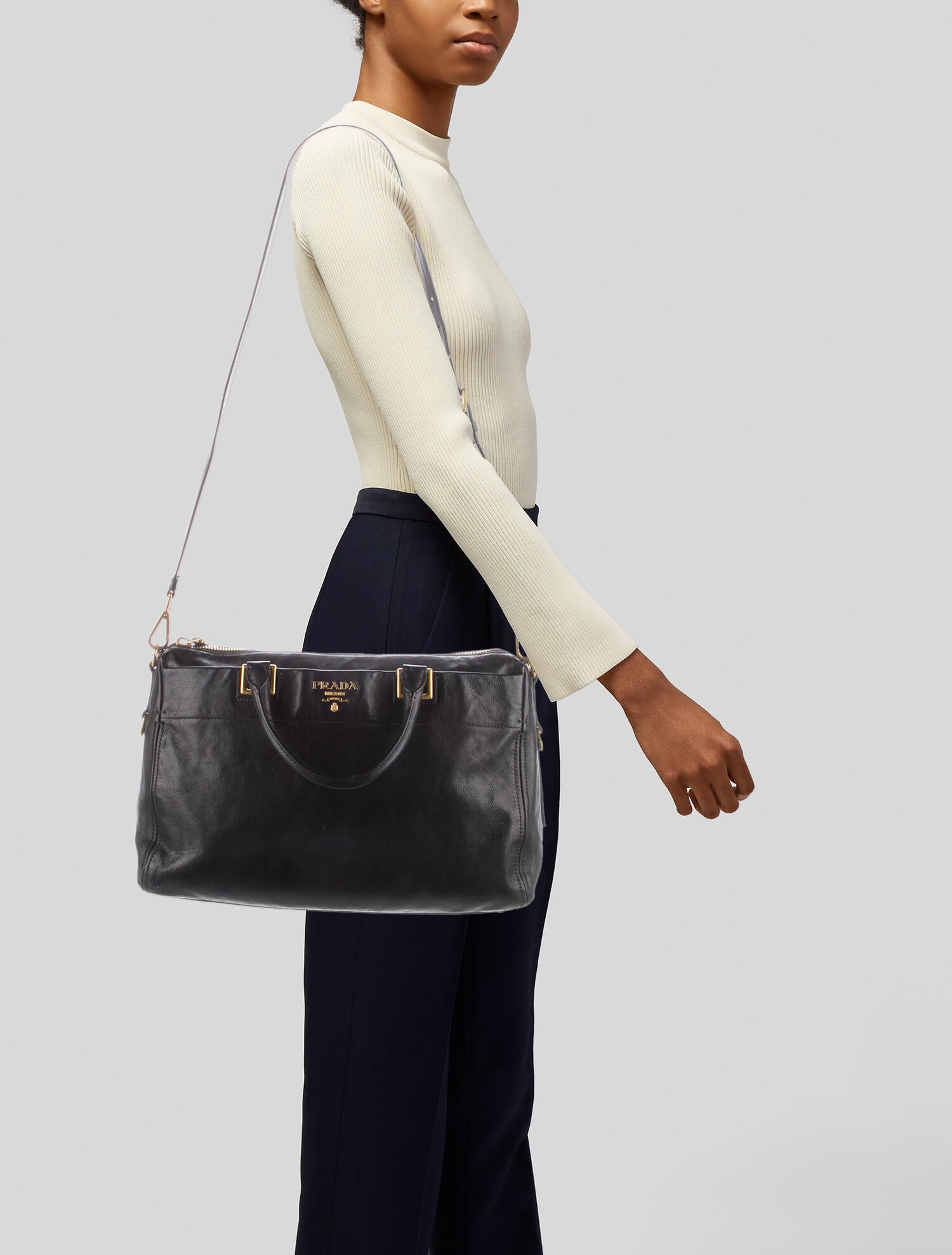 Prada Vitello Shine Satchel - Black Shoulder Bags, Handbags - PRA753119 ...