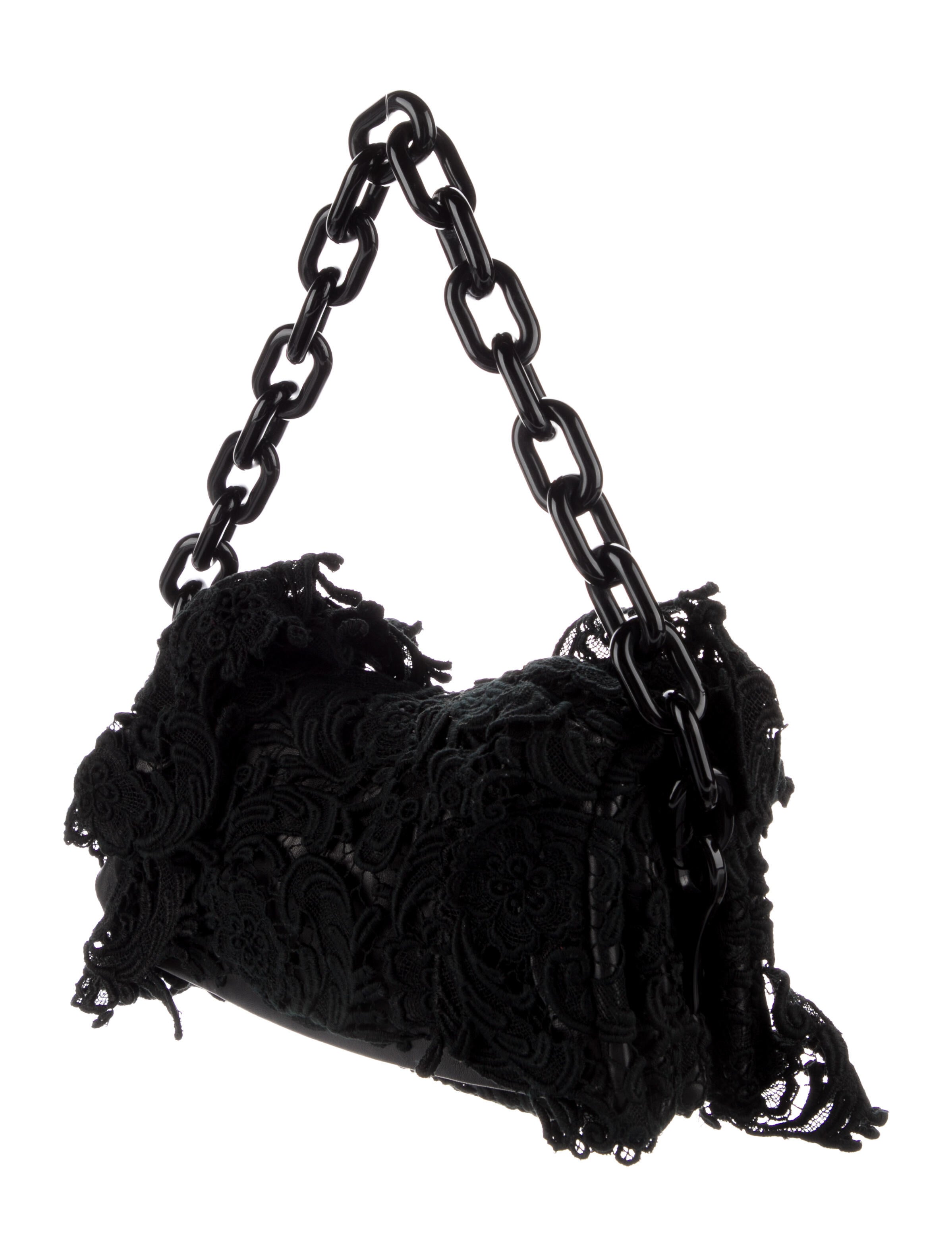 Prada Pizzo Lace Chain Flap Bag - Black Shoulder Bags, Handbags ...