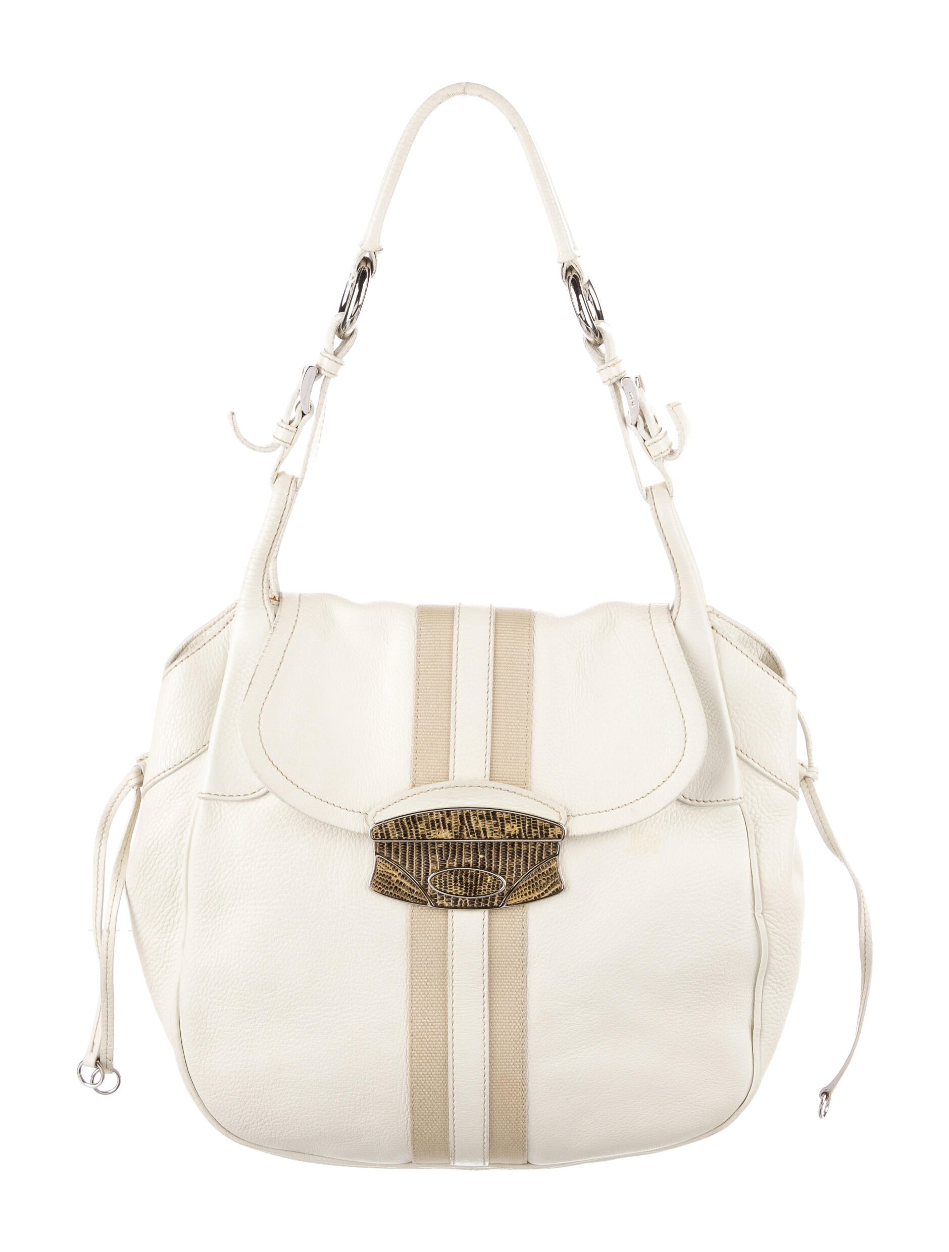 Prada Lizard-Trimmed Vitello Daino Skipper Bag - Neutrals Shoulder Bags ...