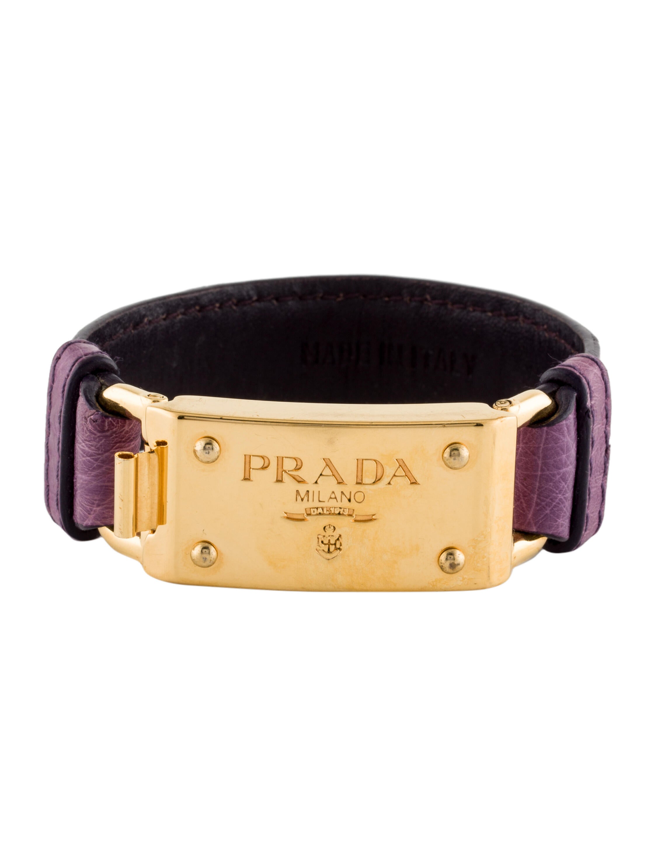 Prada Leather Wrap Bracelet - Silver-Tone Metal Wrap, Bracelets ...