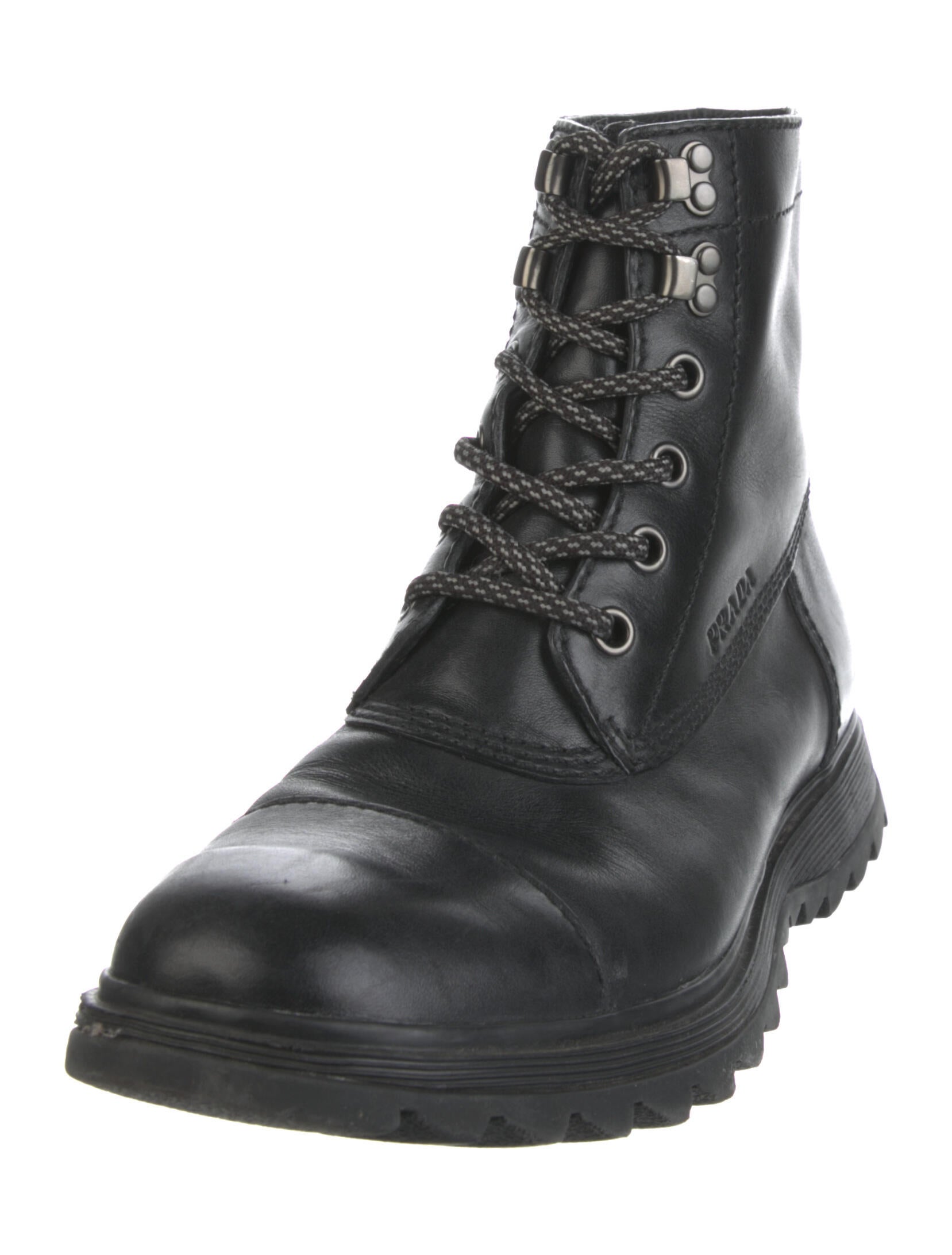 Prada Leather Combat Boots - Black Boots, Shoes - PRA767756 | The RealReal