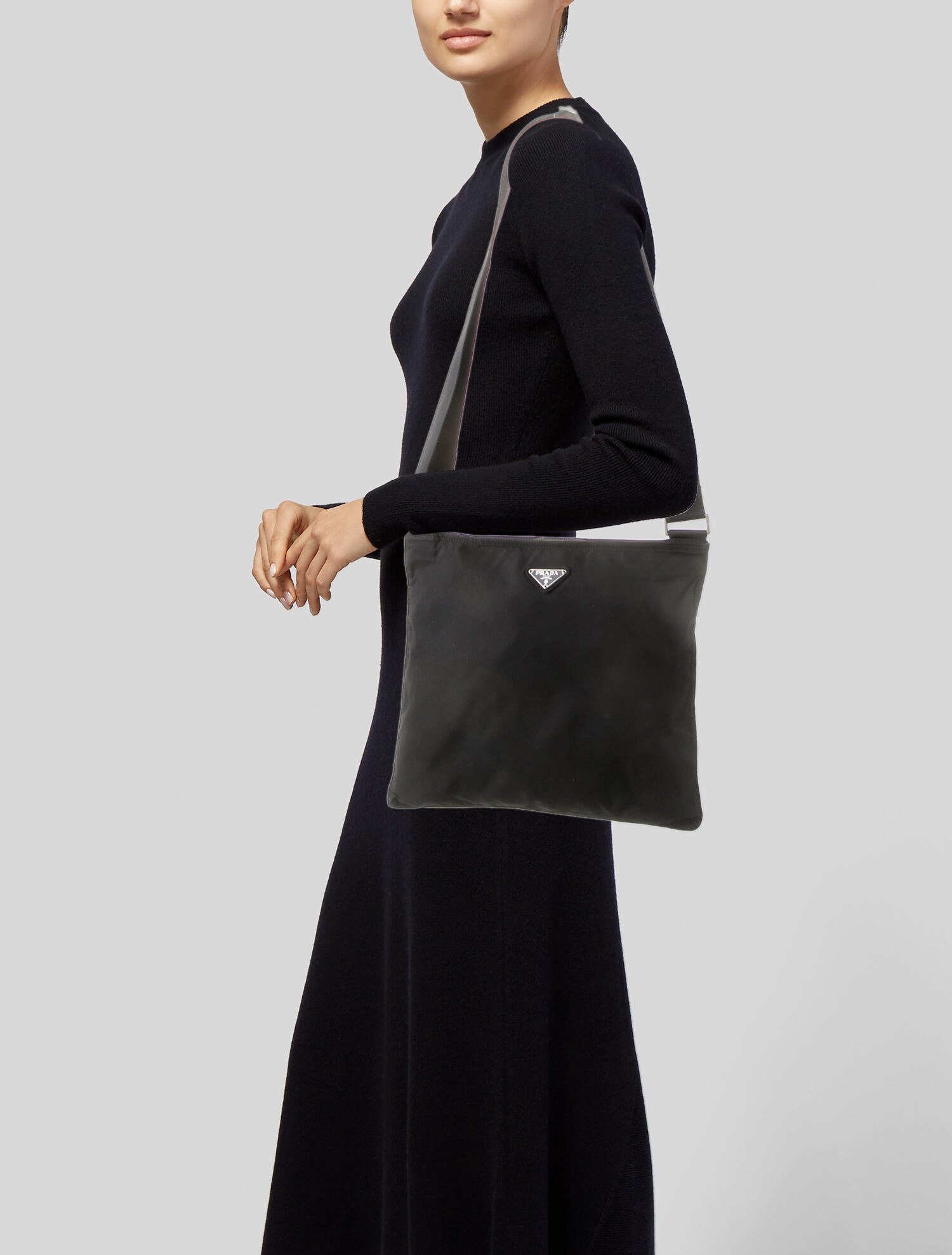 Prada Vela Flat Messenger Bag - Black Shoulder Bags, Handbags ...