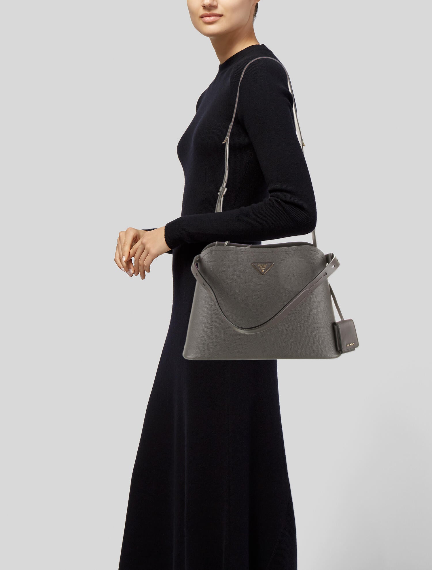 Prada Saffiano Cuir Matinee Bag - Grey Shoulder Bags, Handbags ...