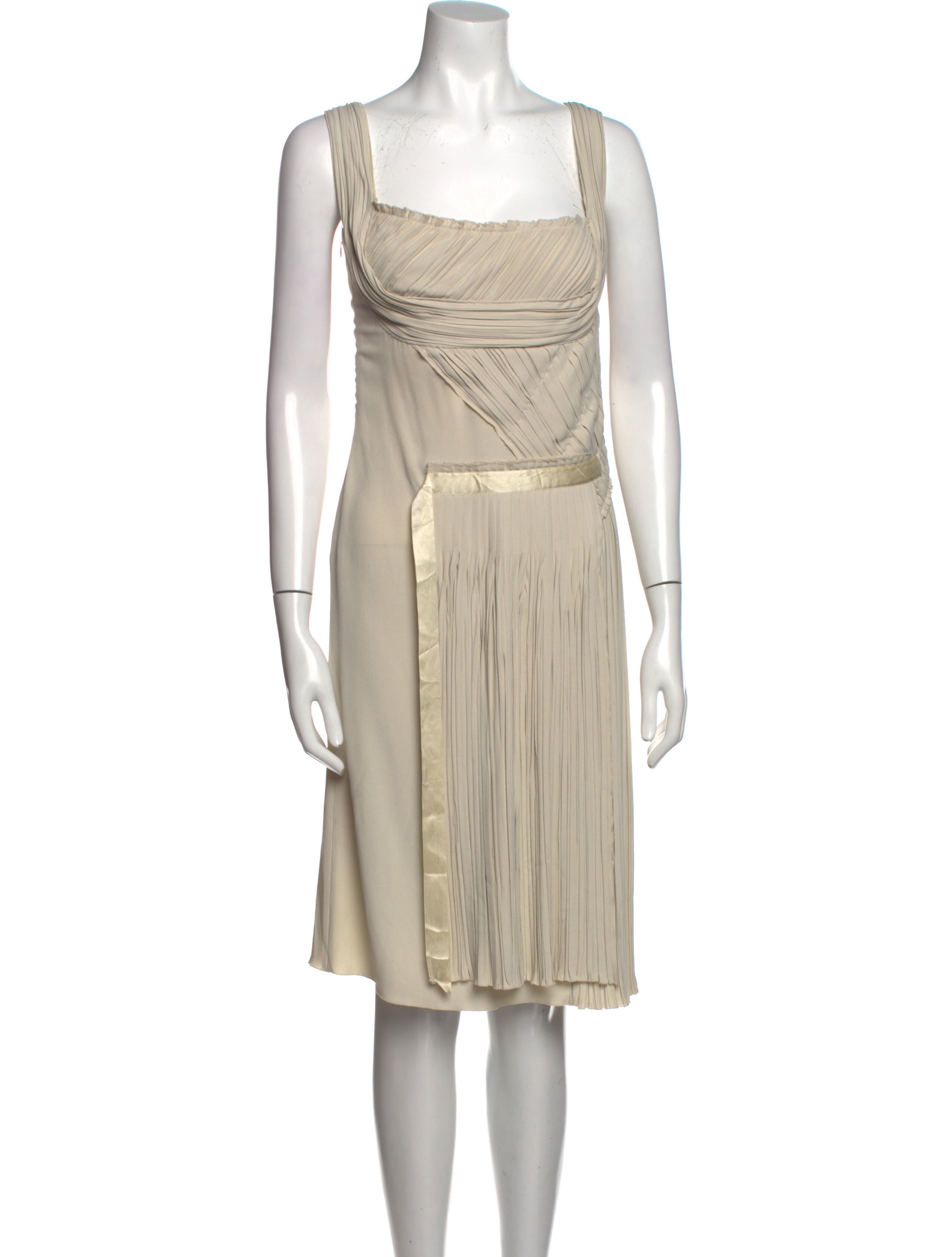 Prada Wool Blend A-Line Dress - Neutrals Dresses, Clothing - PRA114848 ...