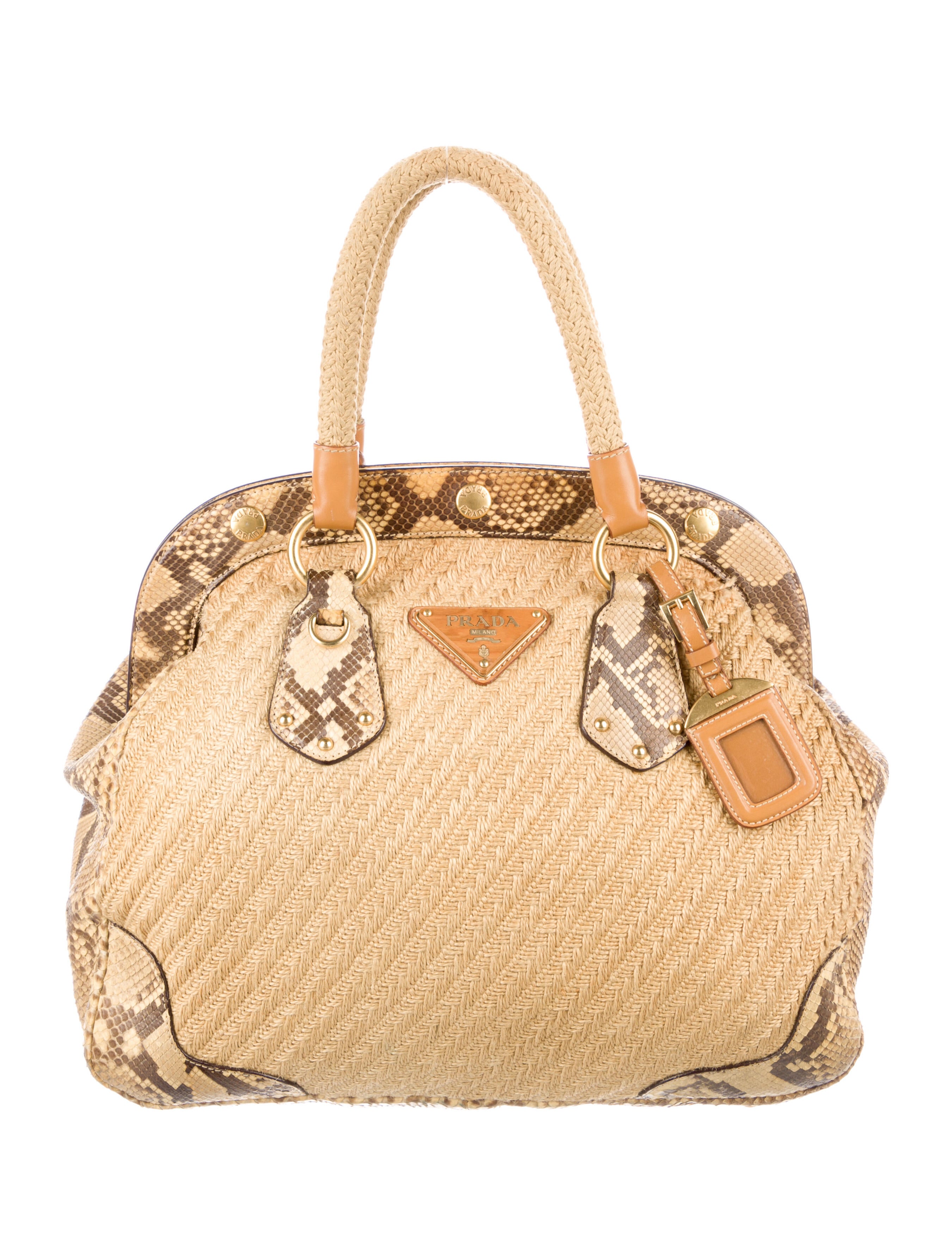 Prada Jute & Python Frame Bag - Neutrals Shoulder Bags, Handbags ...