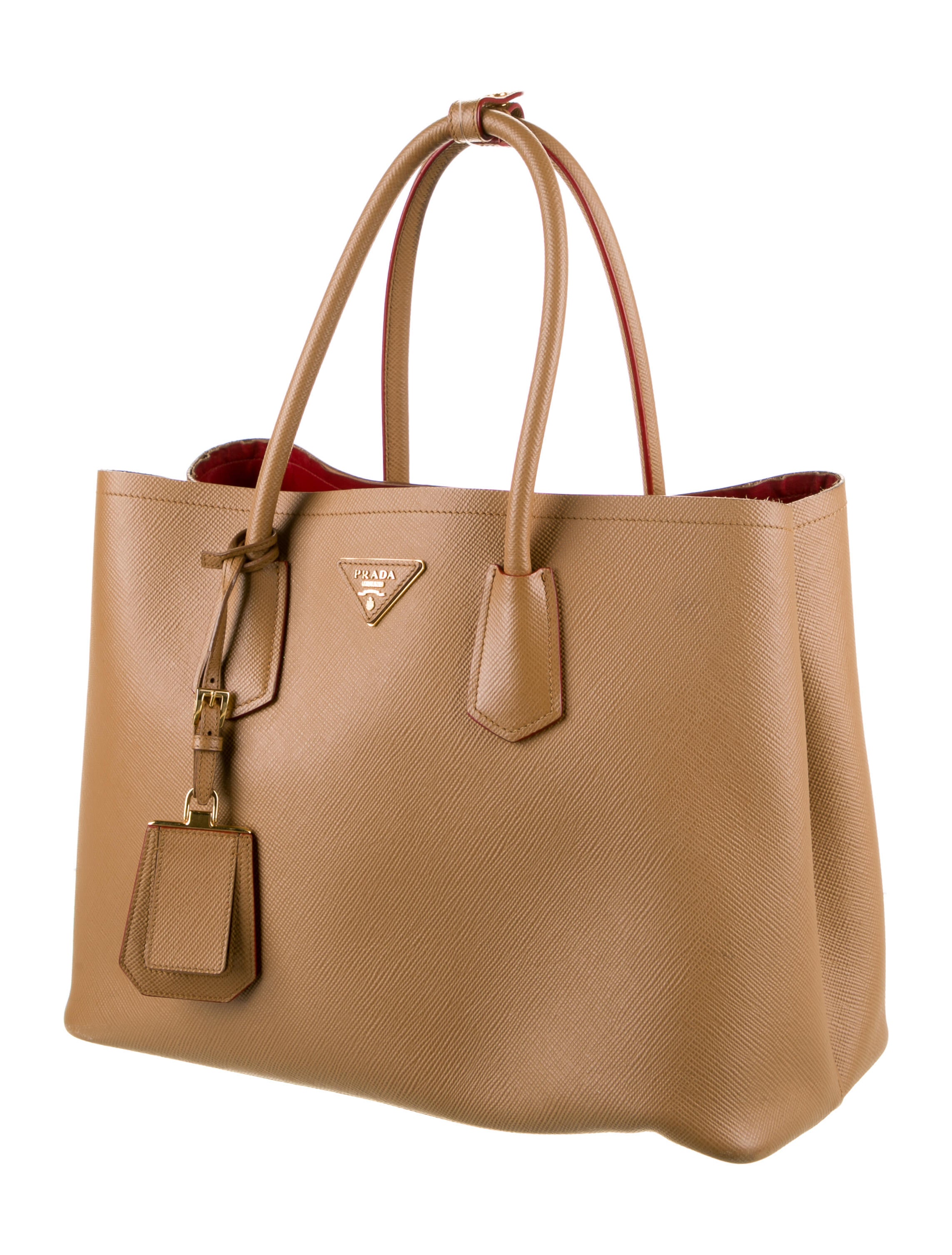 Prada Large Saffiano Cuir Double Tote - Brown Totes, Handbags ...