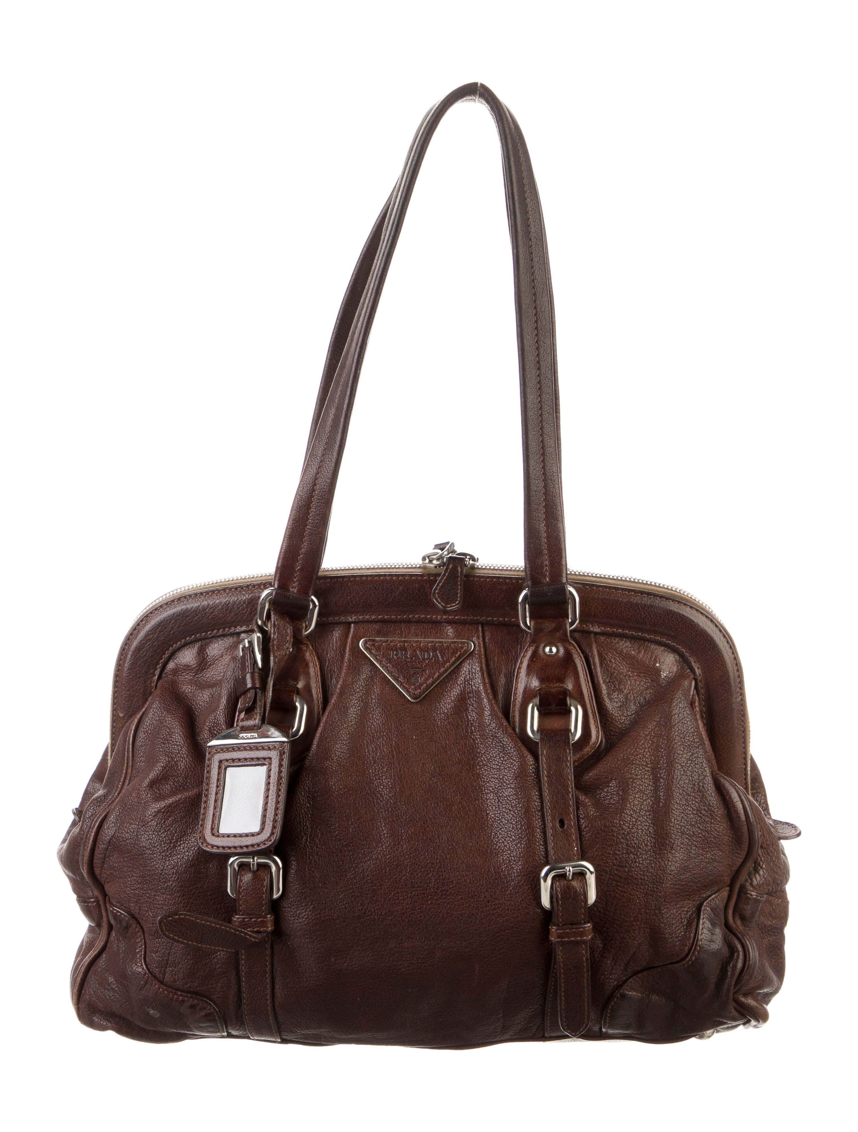 Prada Washed Buffalo Frame Bag - Brown Shoulder Bags, Handbags ...