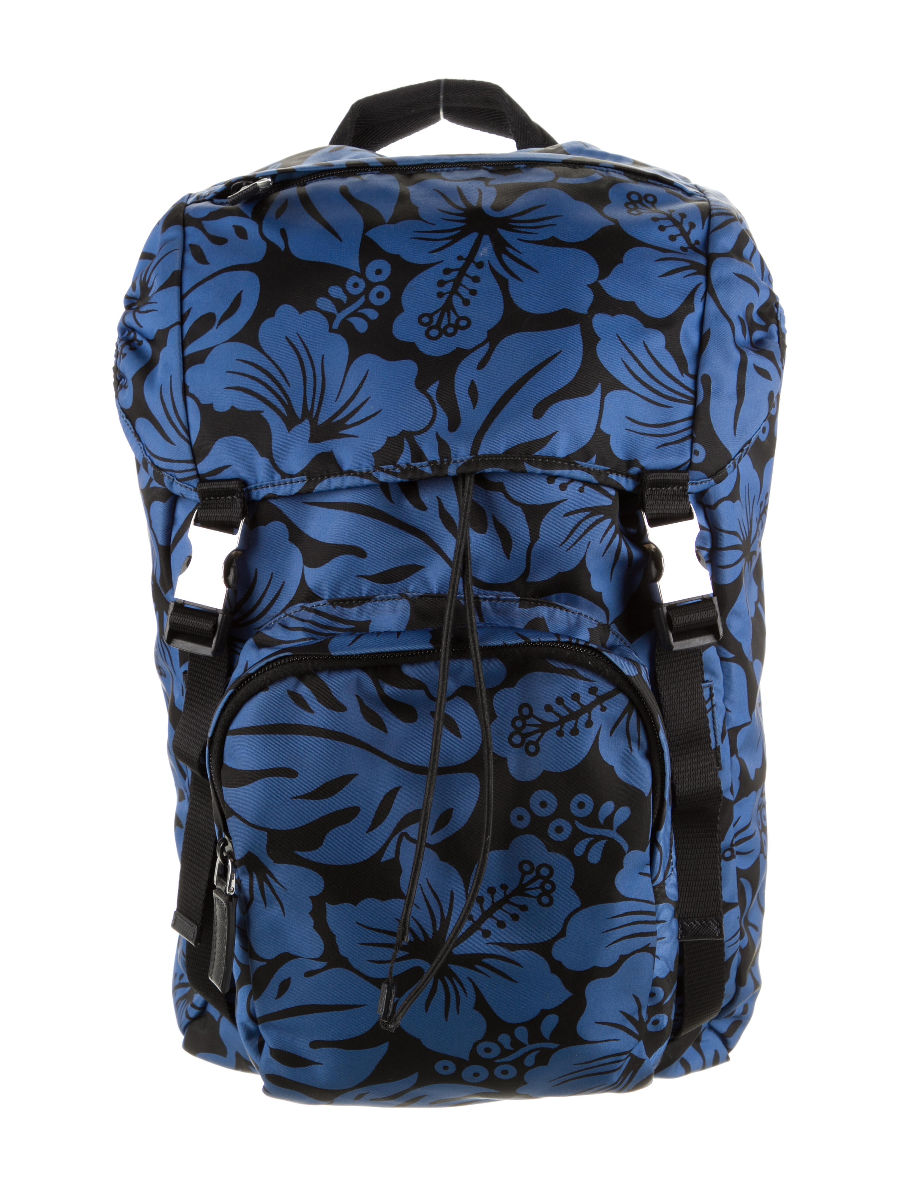 Prada Tessuto Hibiscus Backpack - Blue Backpacks, Handbags - PRA794334 ...