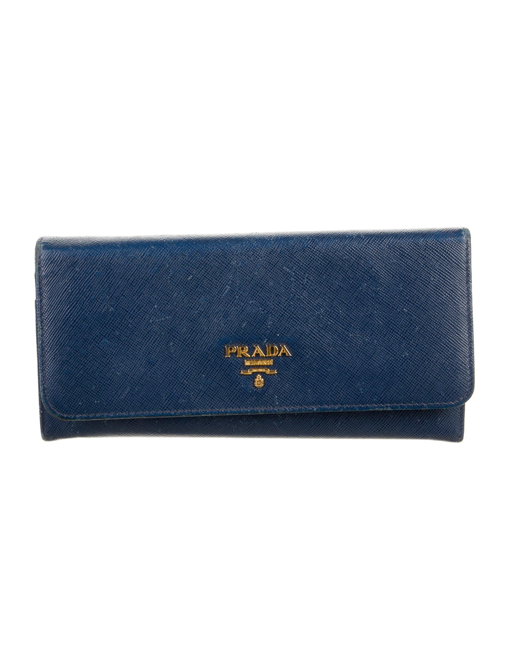 Prada Saffiano Lux Leather Continental Wallet - Blue Wallets ...