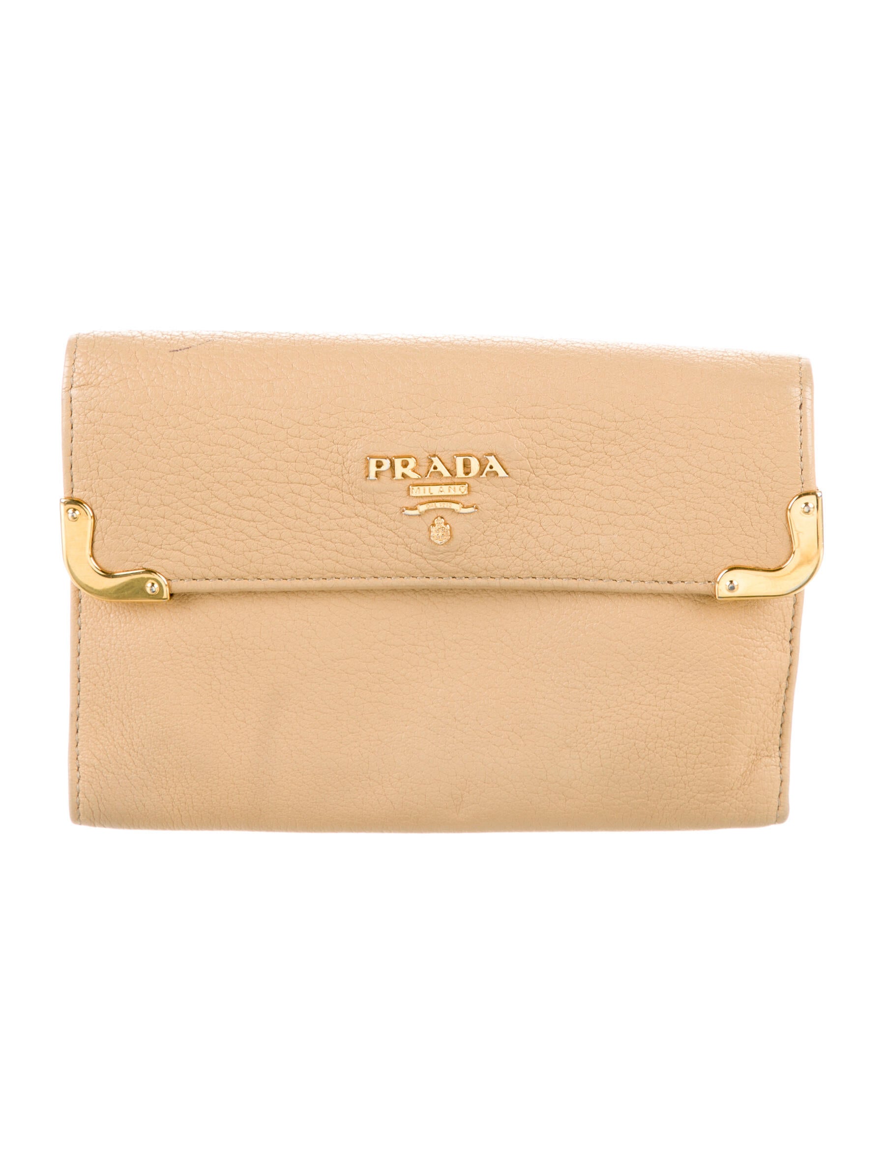 Prada Saffiano Compact Wallet - Brown Wallets, Accessories - PRA151706 ...