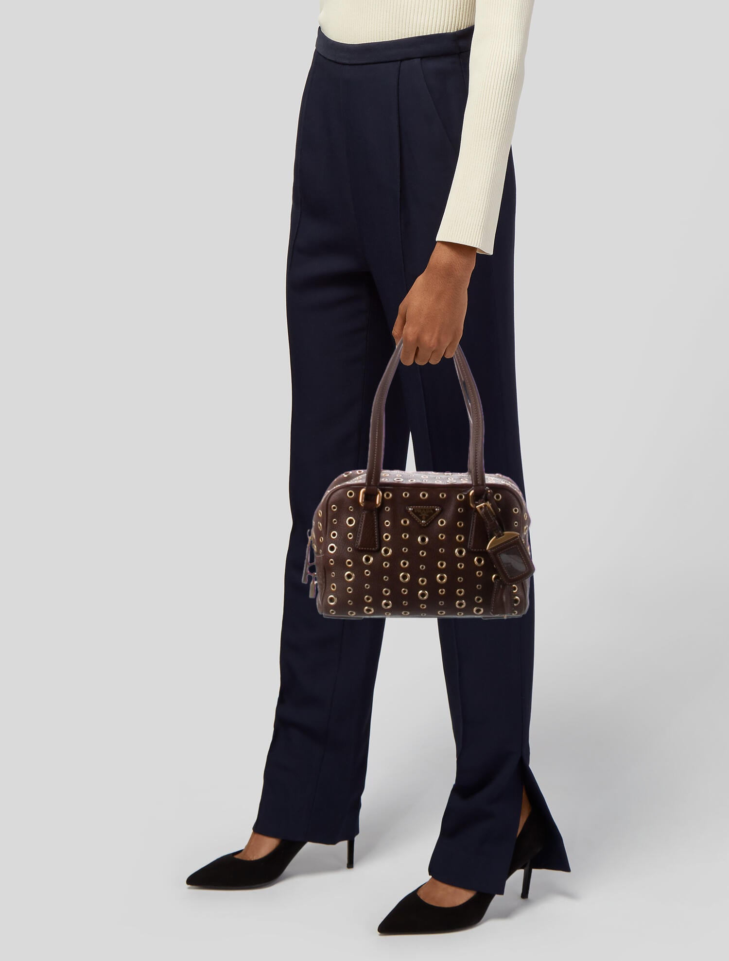 Prada Grommet Bauletto Bag - Brown Shoulder Bags, Handbags - PRA799432 ...