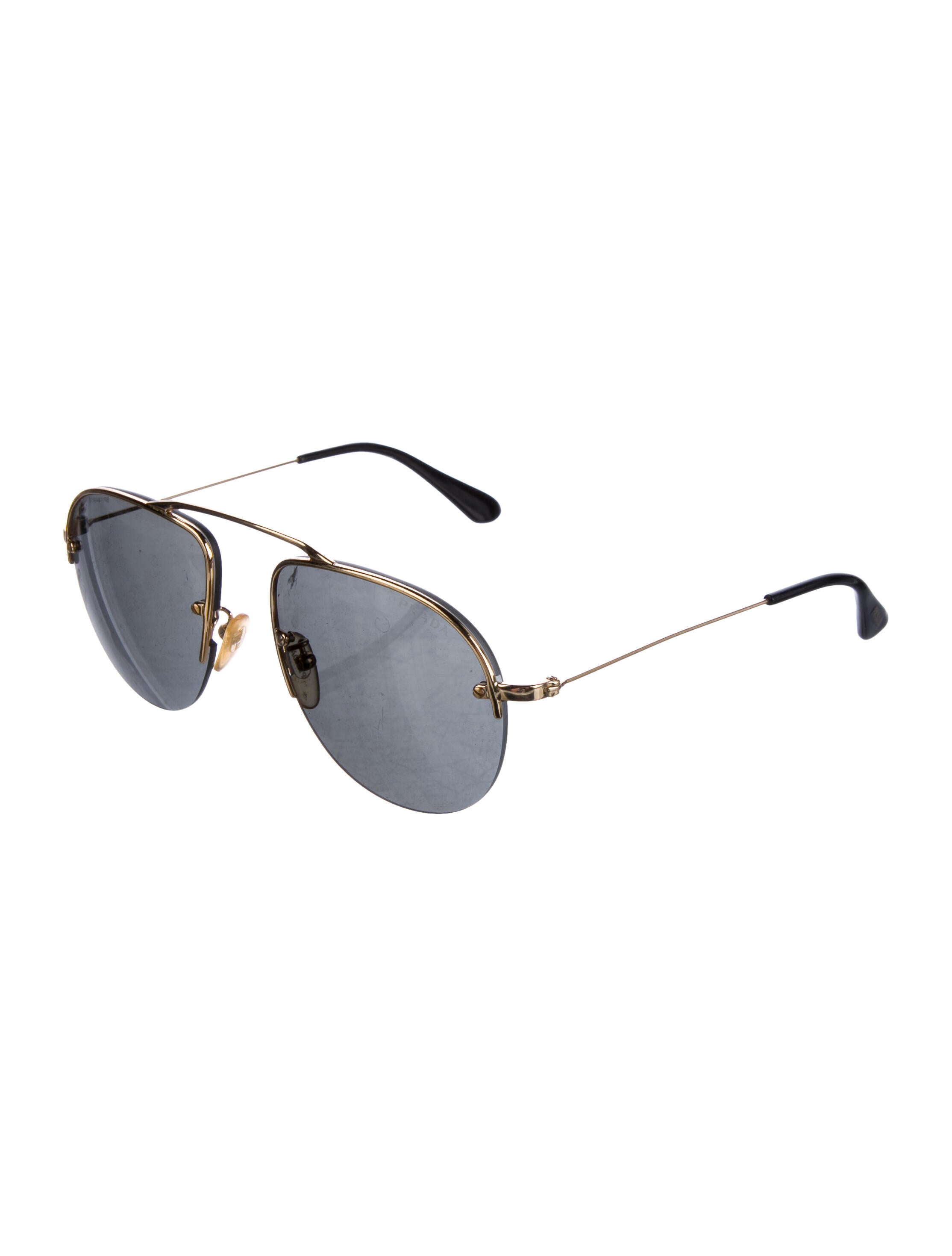 Prada Aviator Tinted Sunglasses - Gold Sunglasses, Accessories ...