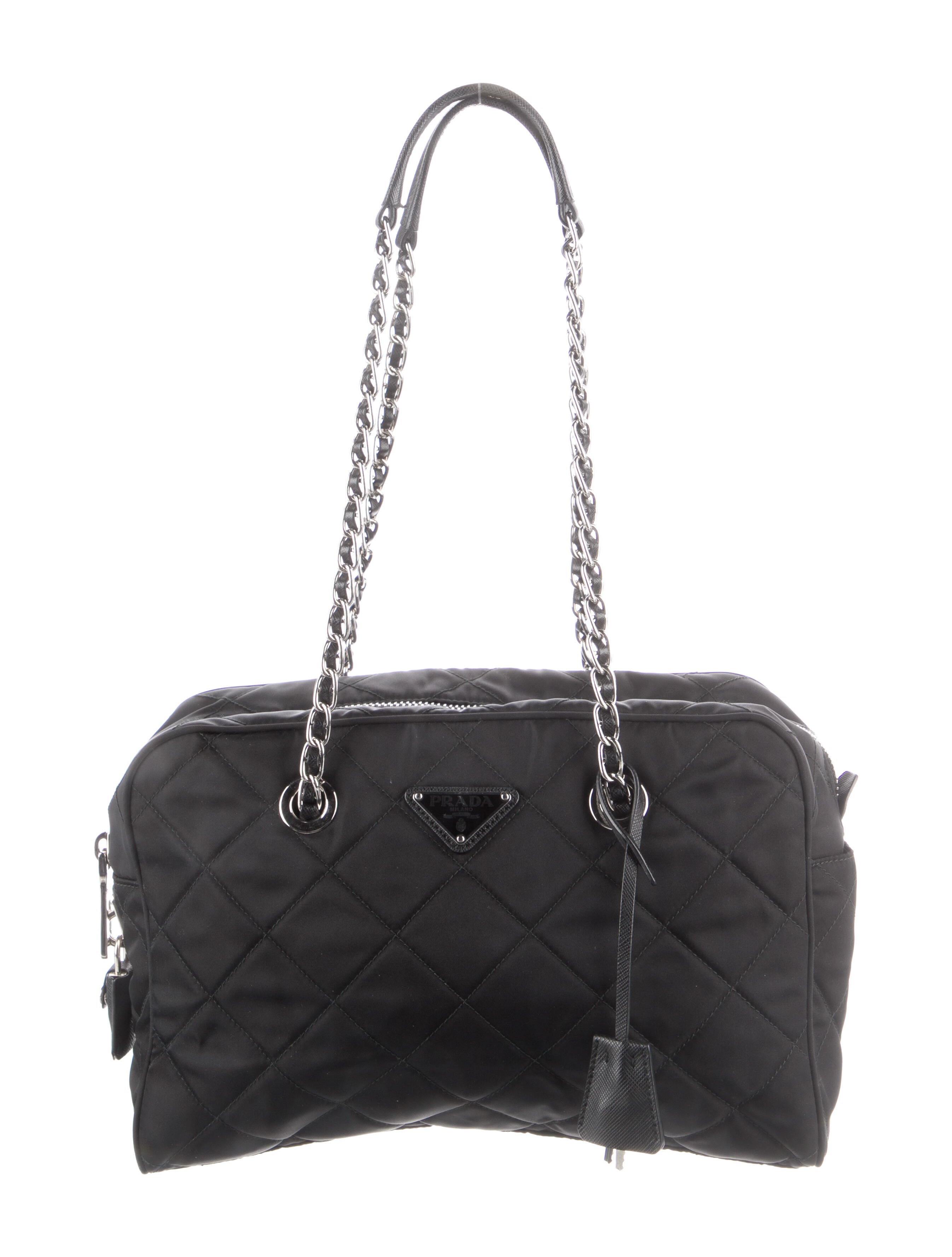 Prada Tessuto Quilted Chain Shoulder Bag - Black Shoulder Bags ...