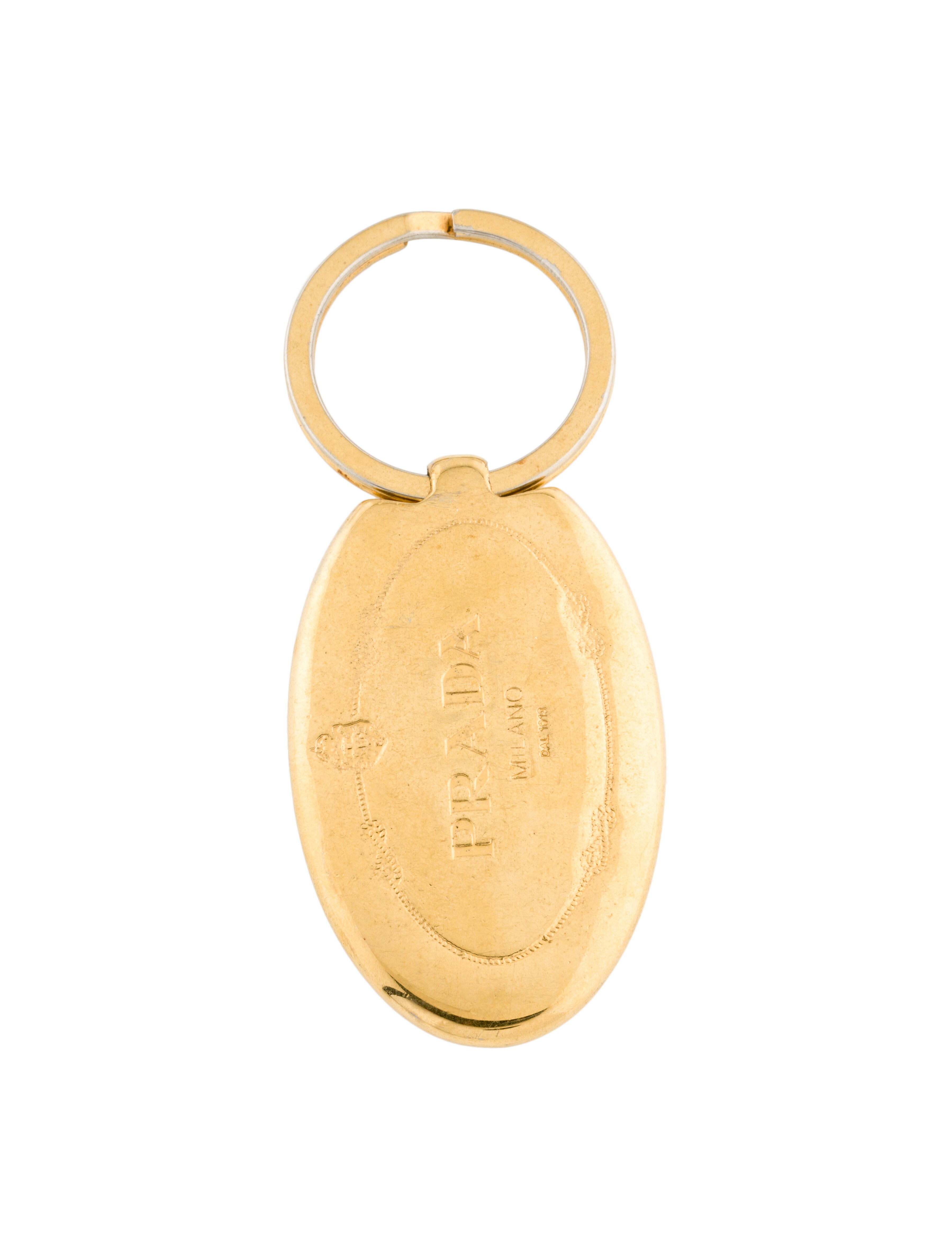 Prada Logo Accented Keychain - Gold Keychains, Accessories - PRA807934 ...