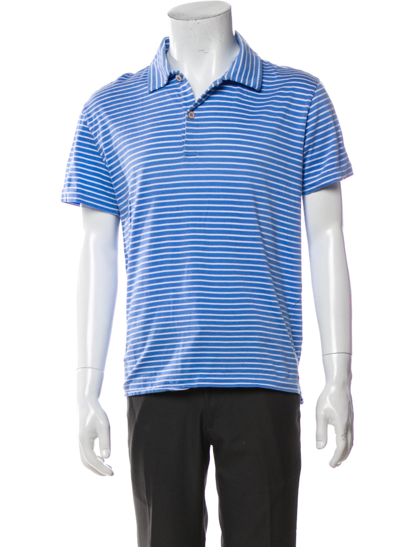 Prada Striped Collar Polo Shirt - Blue Polos, Clothing - PRA810797 ...