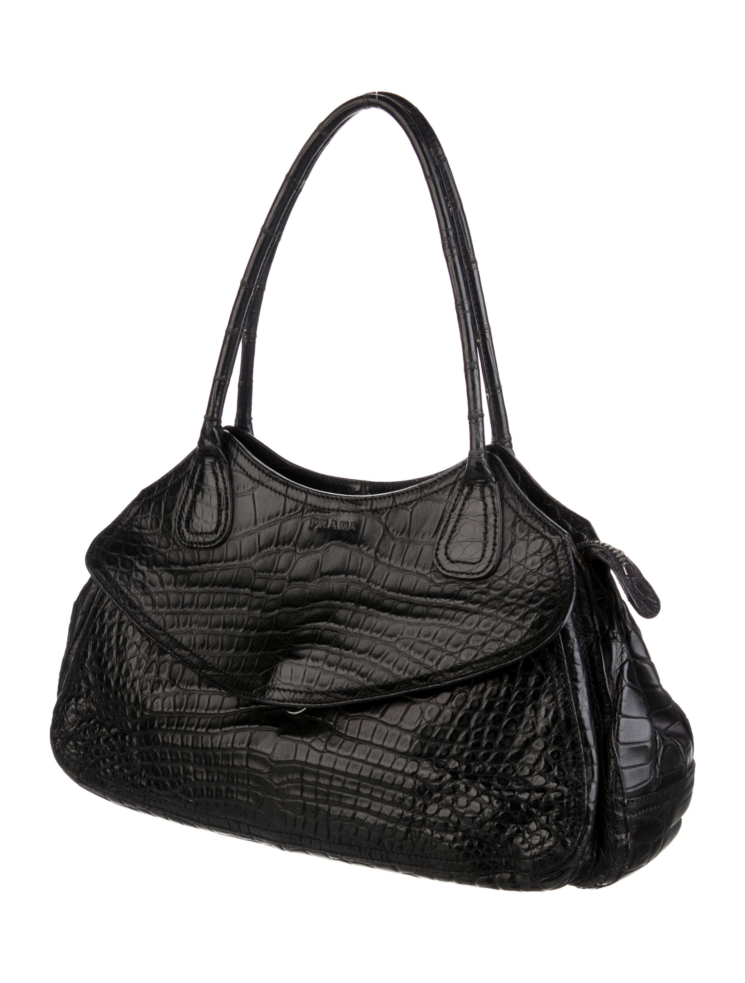 Prada Vintage Alligator Handle Bag - Black Shoulder Bags, Handbags ...
