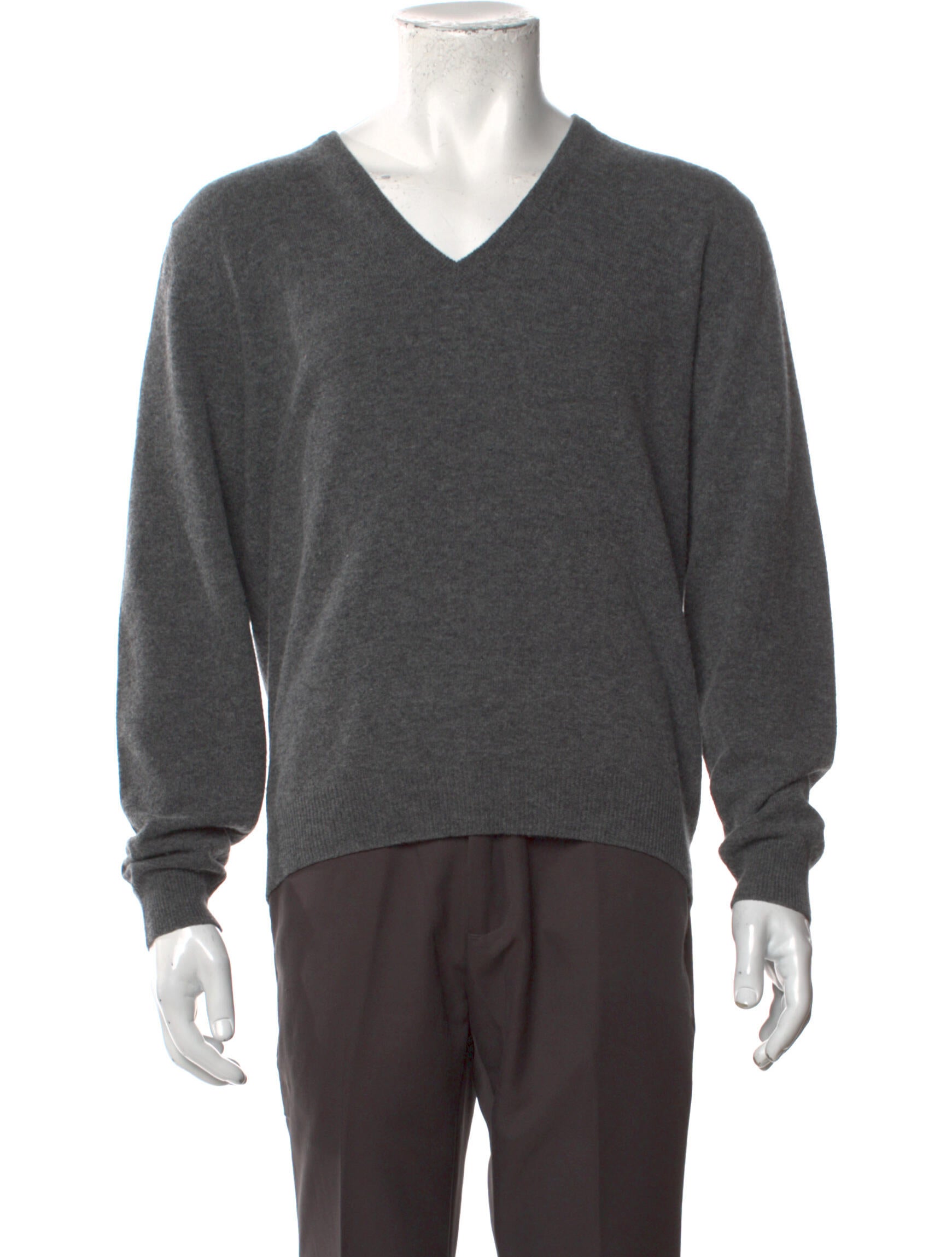 Prada Virgin Wool Collar Sweater Vest - Grey Sweaters, Clothing ...