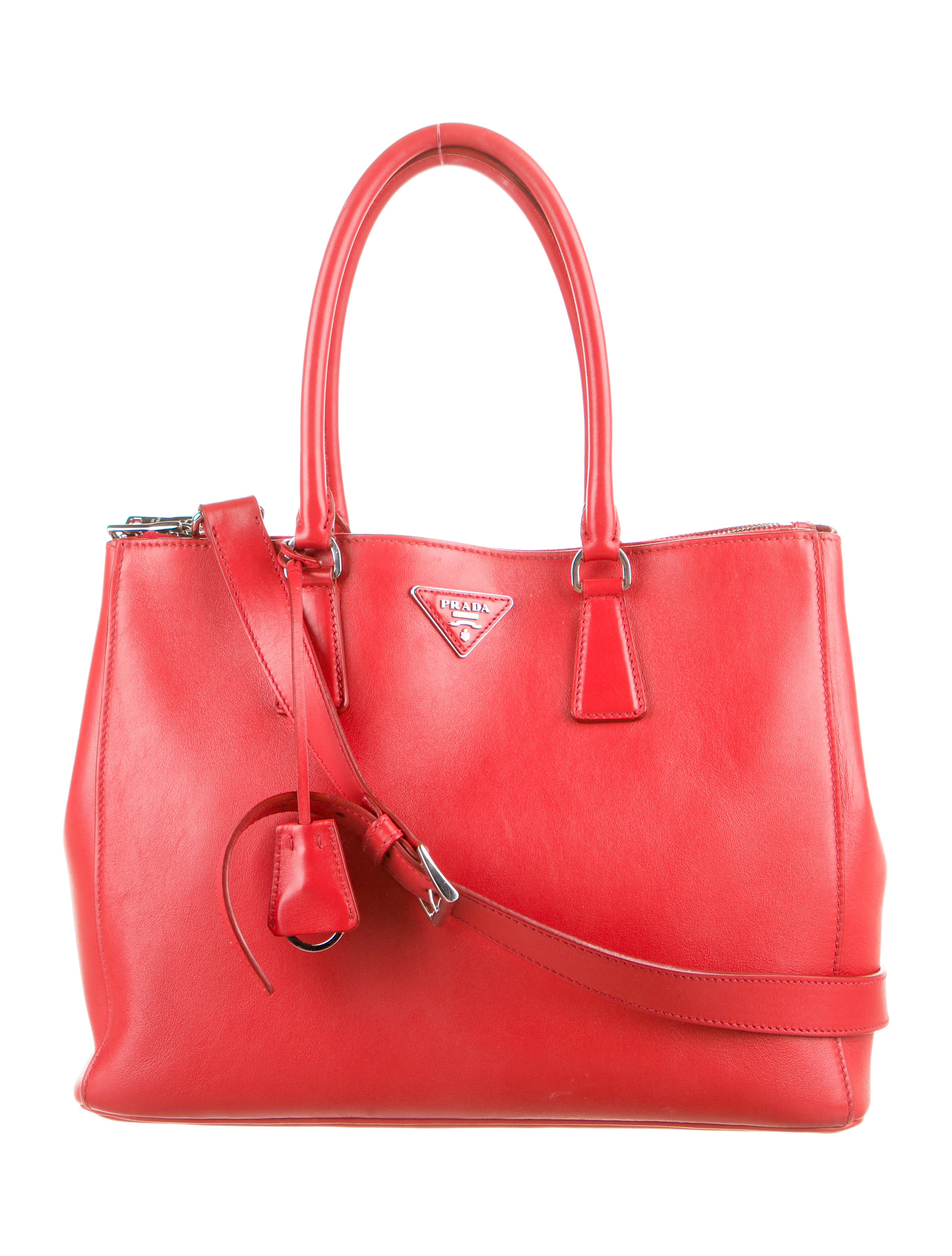 Prada Large Saffiano Lux Galleria Double Zip Tote - Red Totes, Handbags ...