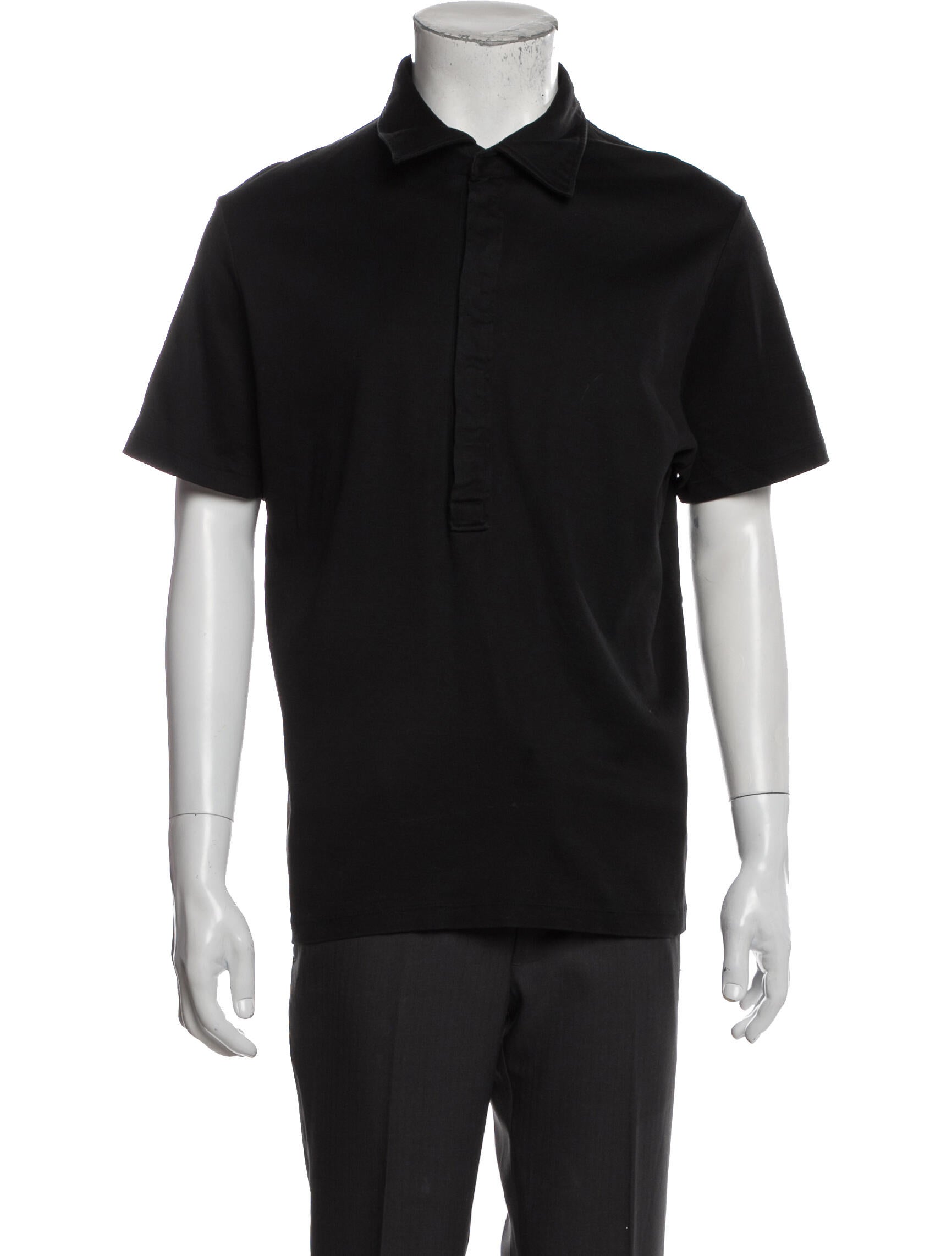 Prada Collar Short Sleeve Polo Shirt - Black Polos, Clothing ...