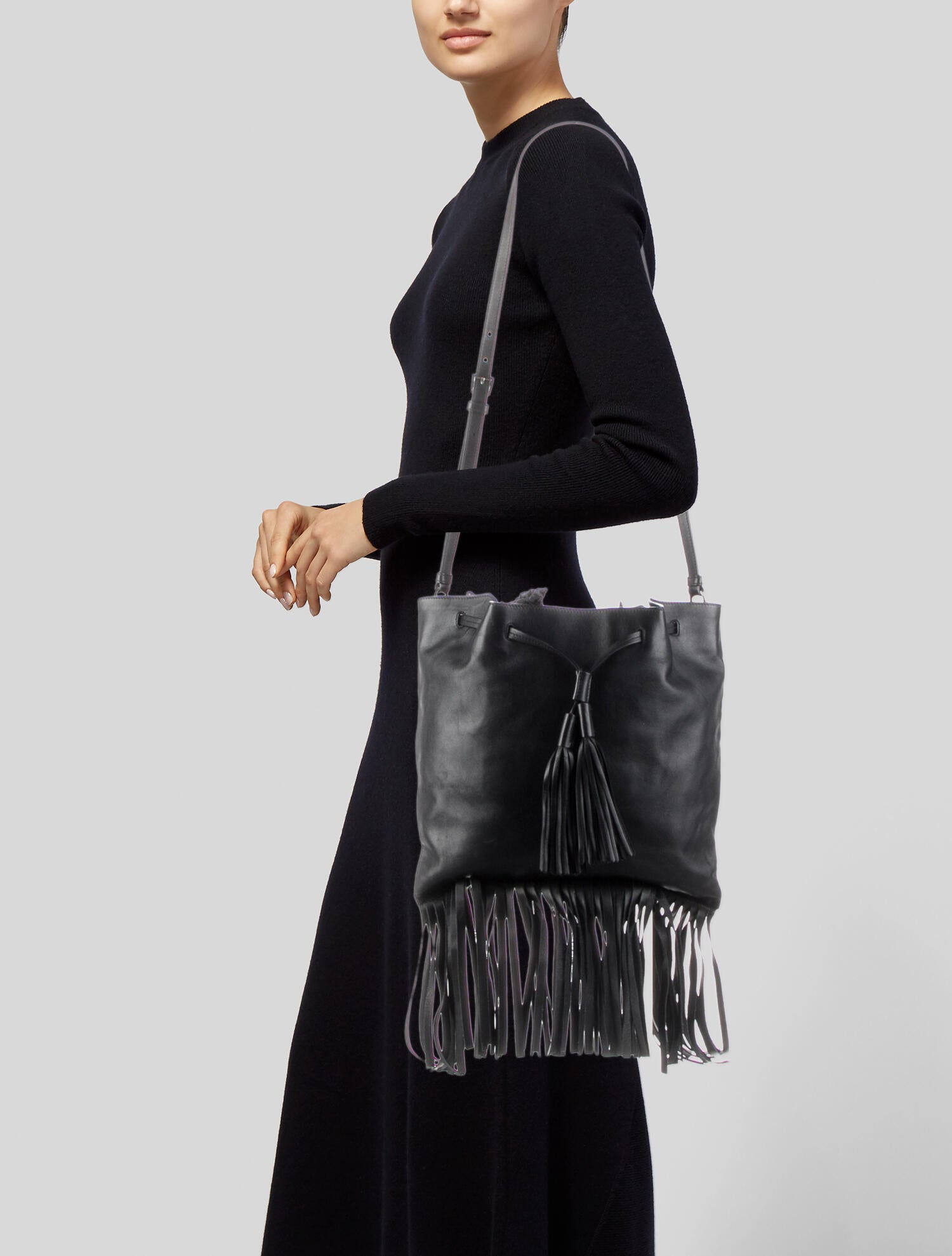 Prada Soft Calf Fringe Drawstring Bag - Crossbody Bags, Handbags | The ...