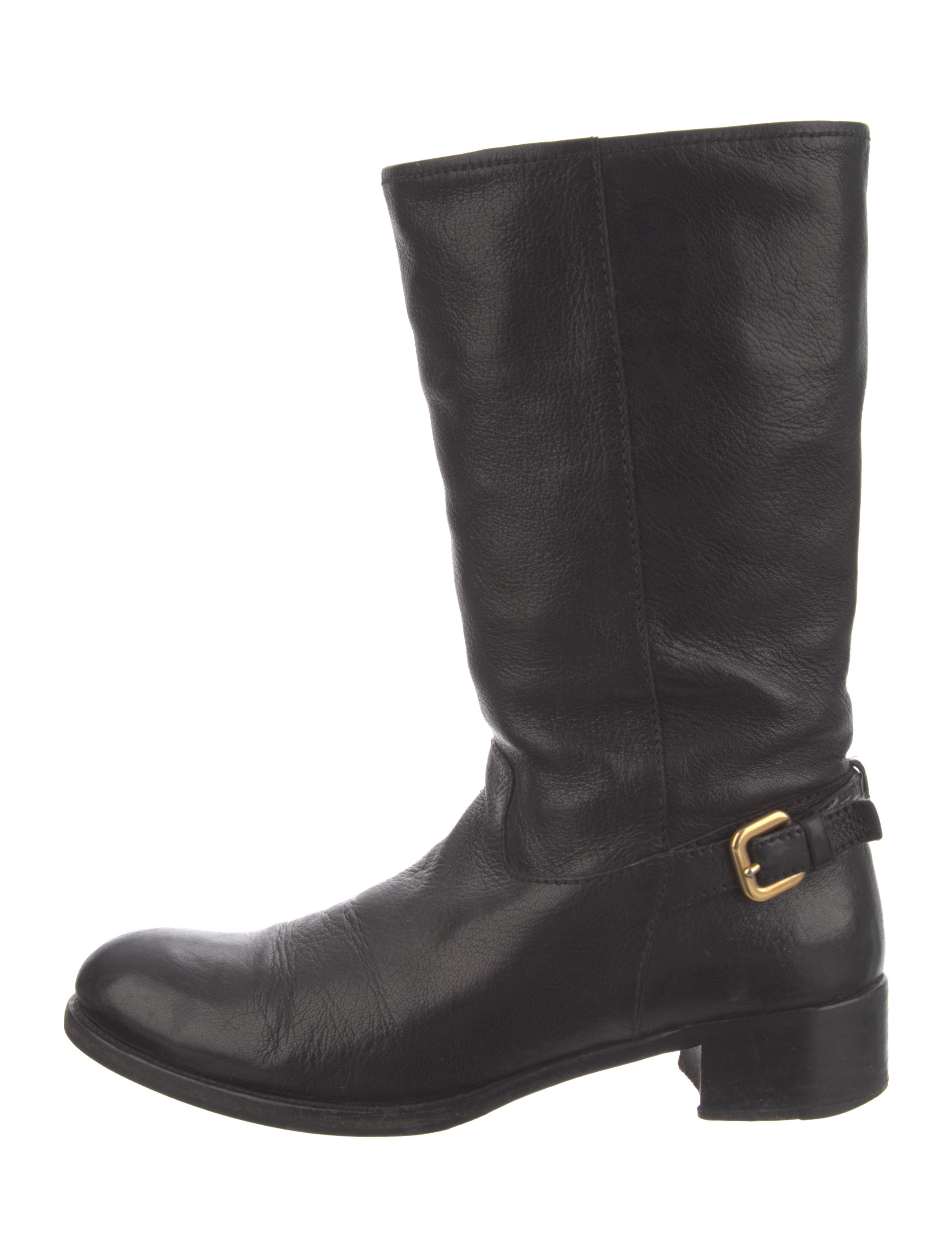 Prada Leather Moto Boots - Black Boots, Shoes - PRA816345 | The RealReal