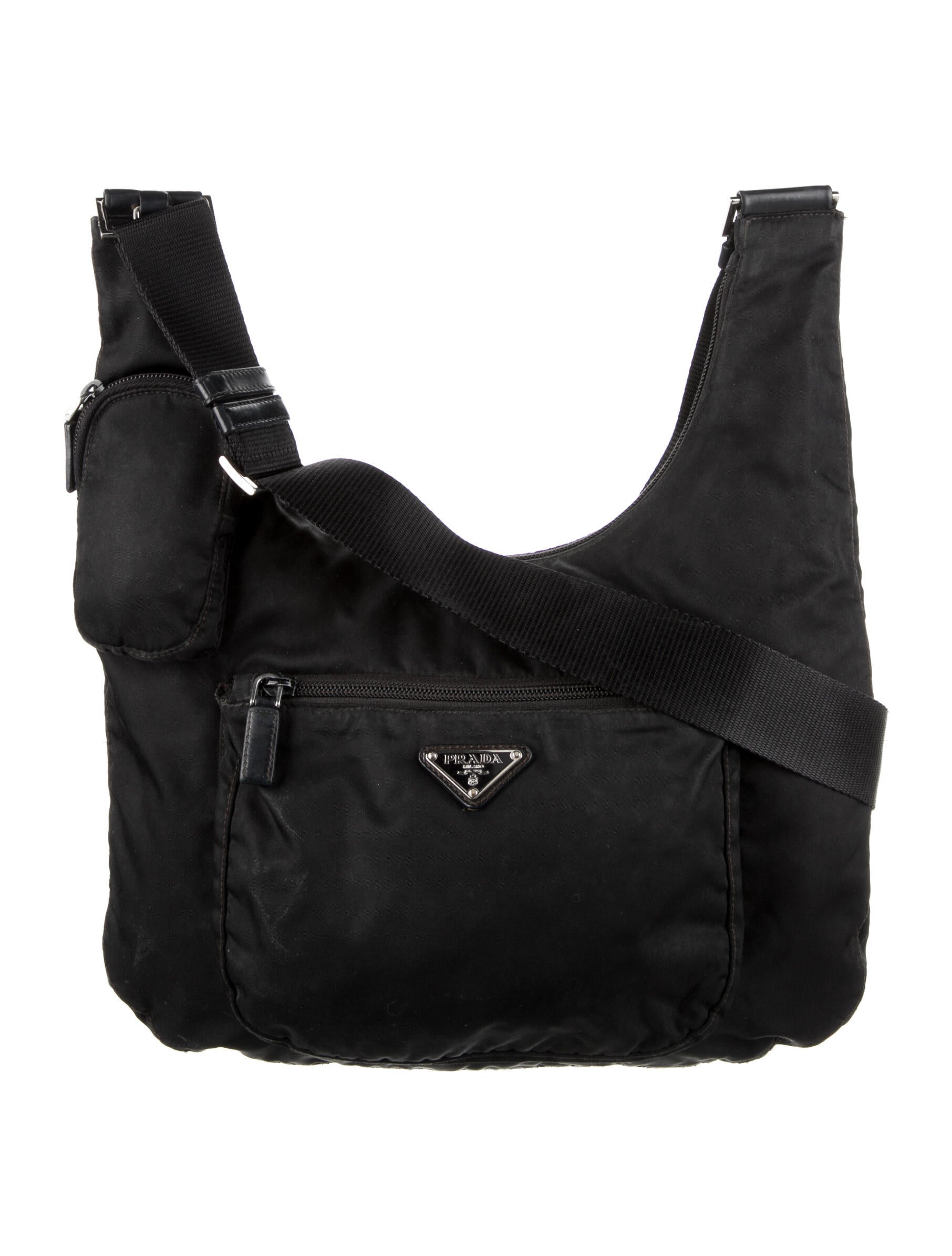 Prada Leather-Trimmed Tessuto Crossbody Bag - Black Crossbody Bags ...
