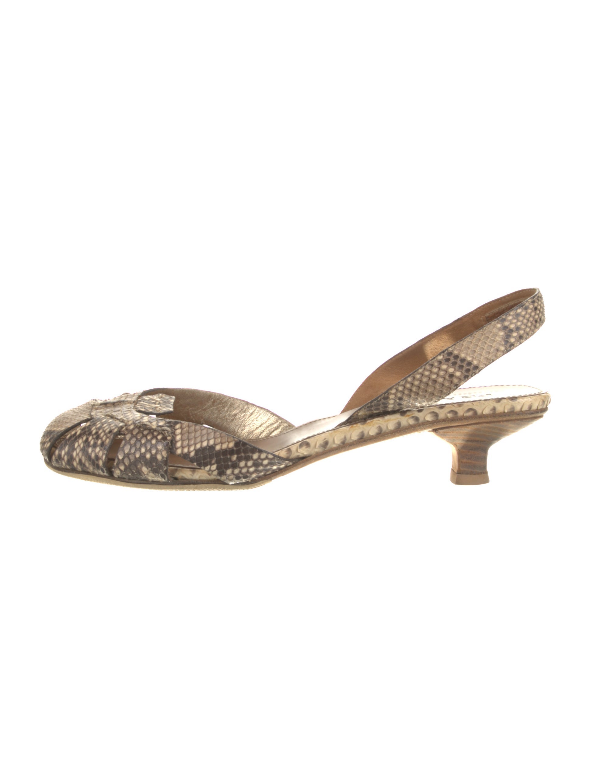 Prada Snakeskin Animal Print Slingback Sandals - Brown Sandals, Shoes ...