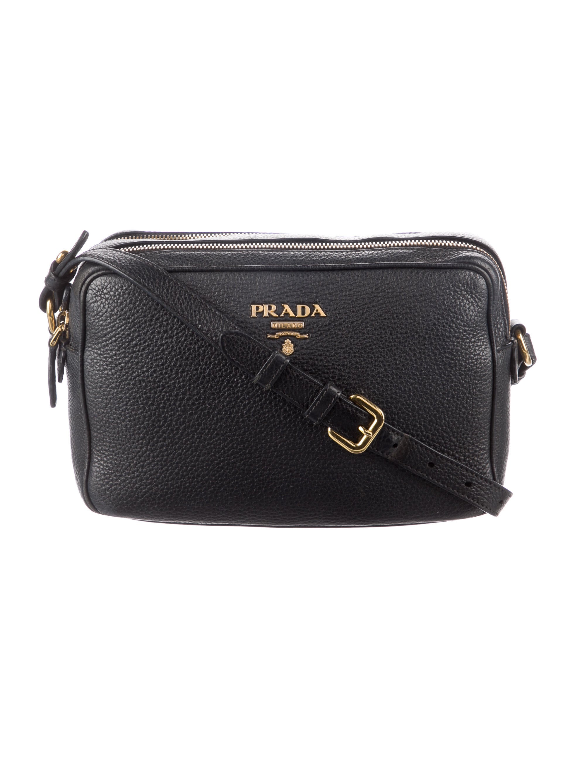 Prada Vitello Daino Double Zip Camera Bag - Black Crossbody Bags ...