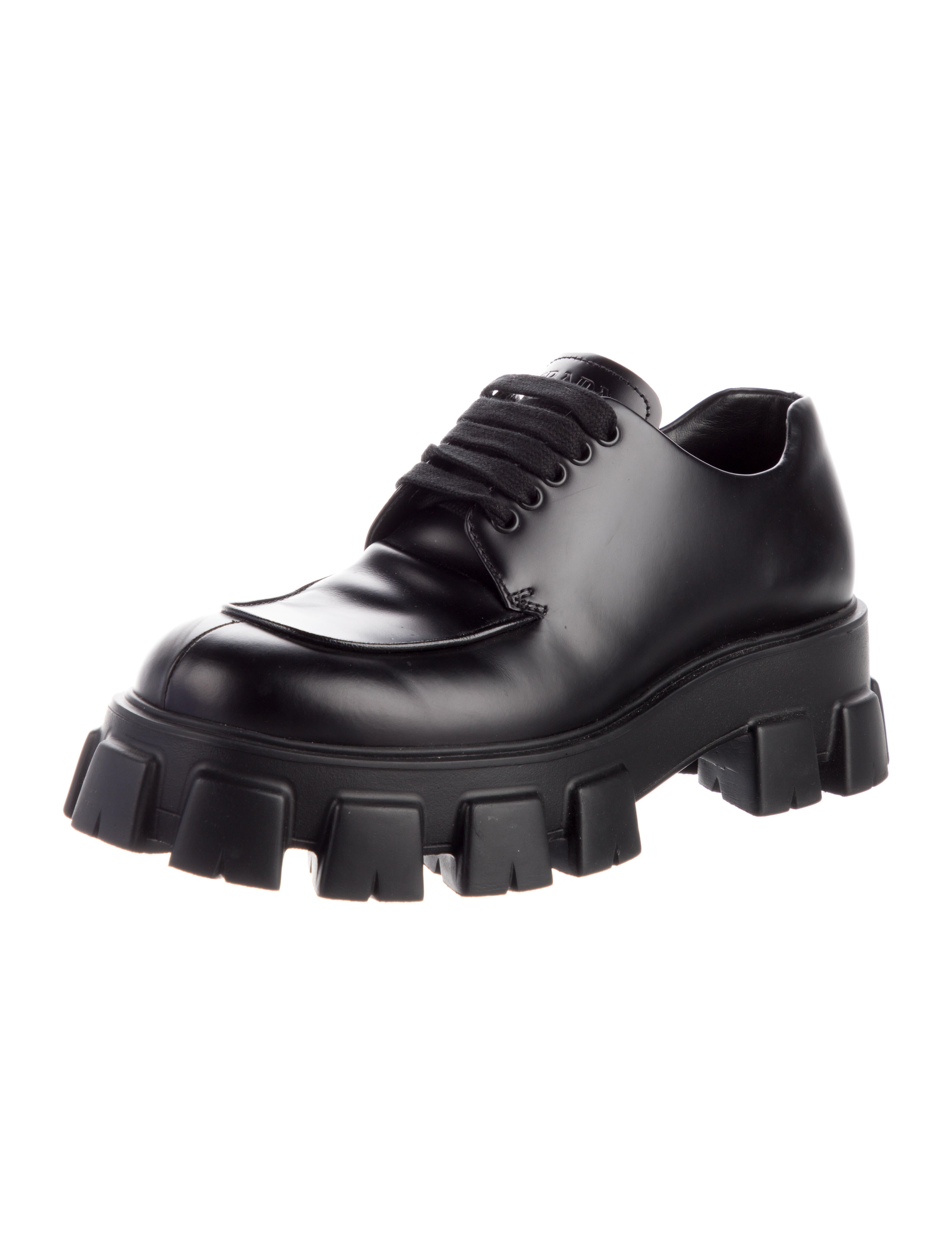 Prada Leather Derby Shoes - Black Oxfords, Shoes - PRA826491 | The RealReal