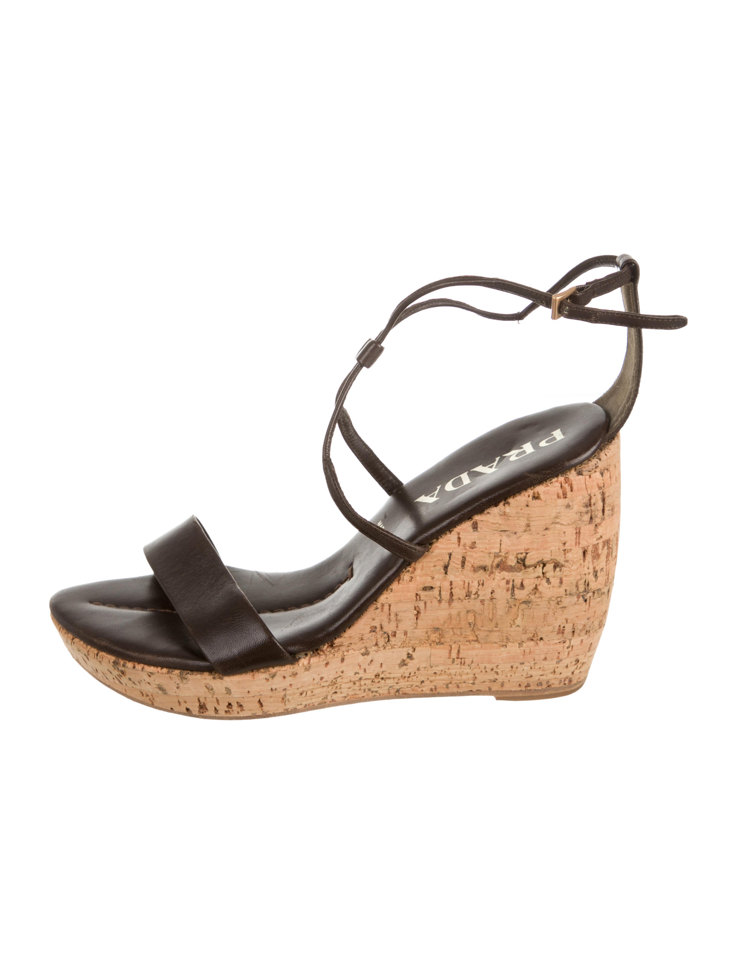 Prada Leather Platform Wedge Sandals - Shoes - PRA82749 | The RealReal