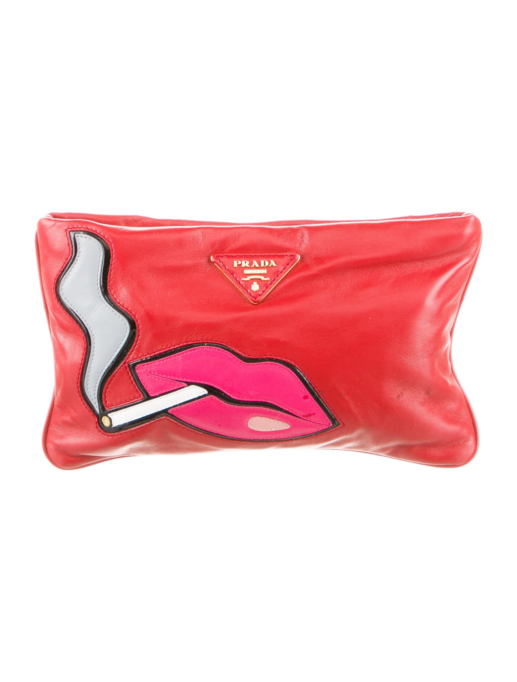 Prada Nappa Lips Clutch - Red Clutches, Handbags - PRA832339 | The RealReal